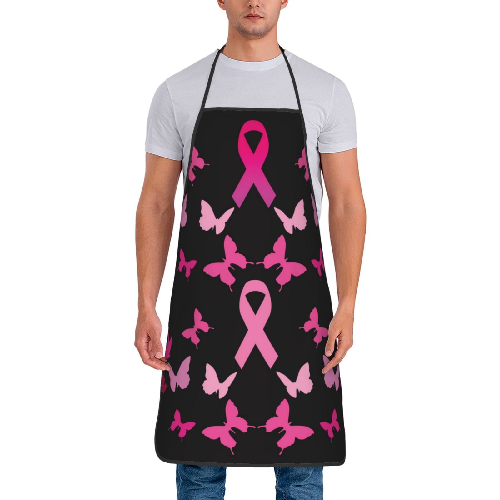 Gaeub Breast Cancer Print Apron for Men and Women,Waterproof Apron for ...