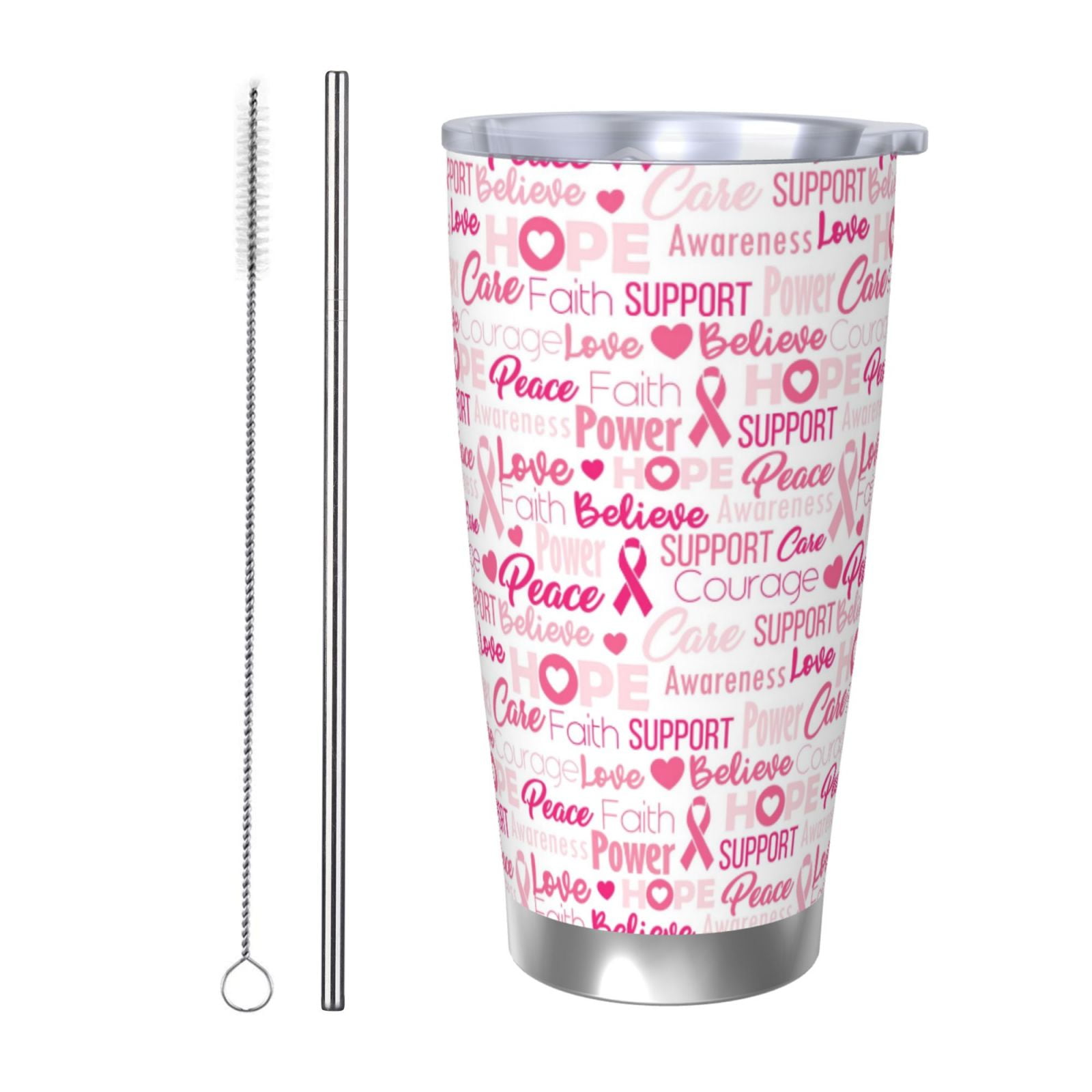 Gaeub Breast Cancer Ribbons Awareness Print 20-Ounce Stainless Steel ...