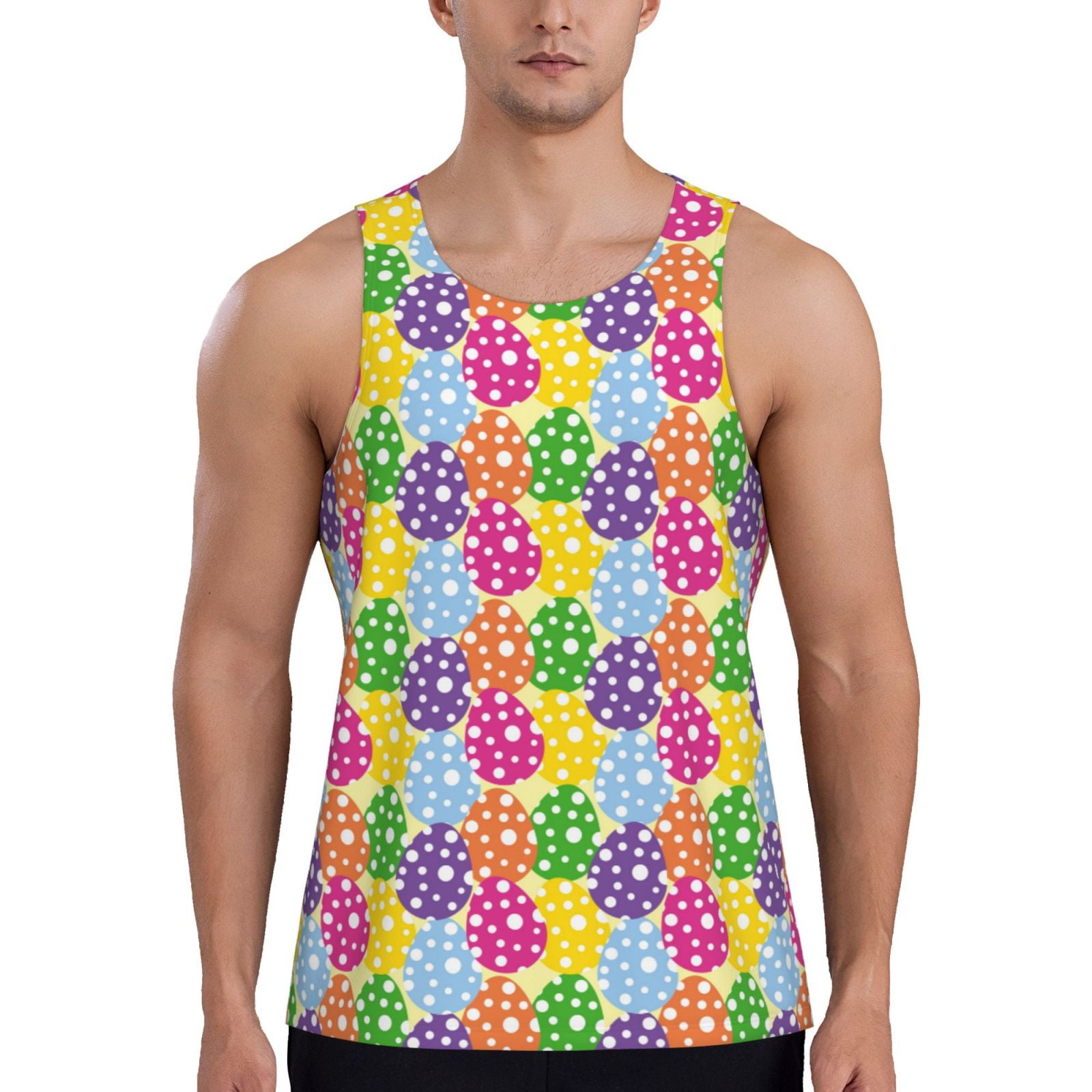 Gaeub Bright and colorful easter eggs Print Men's Workout Tank Top ...
