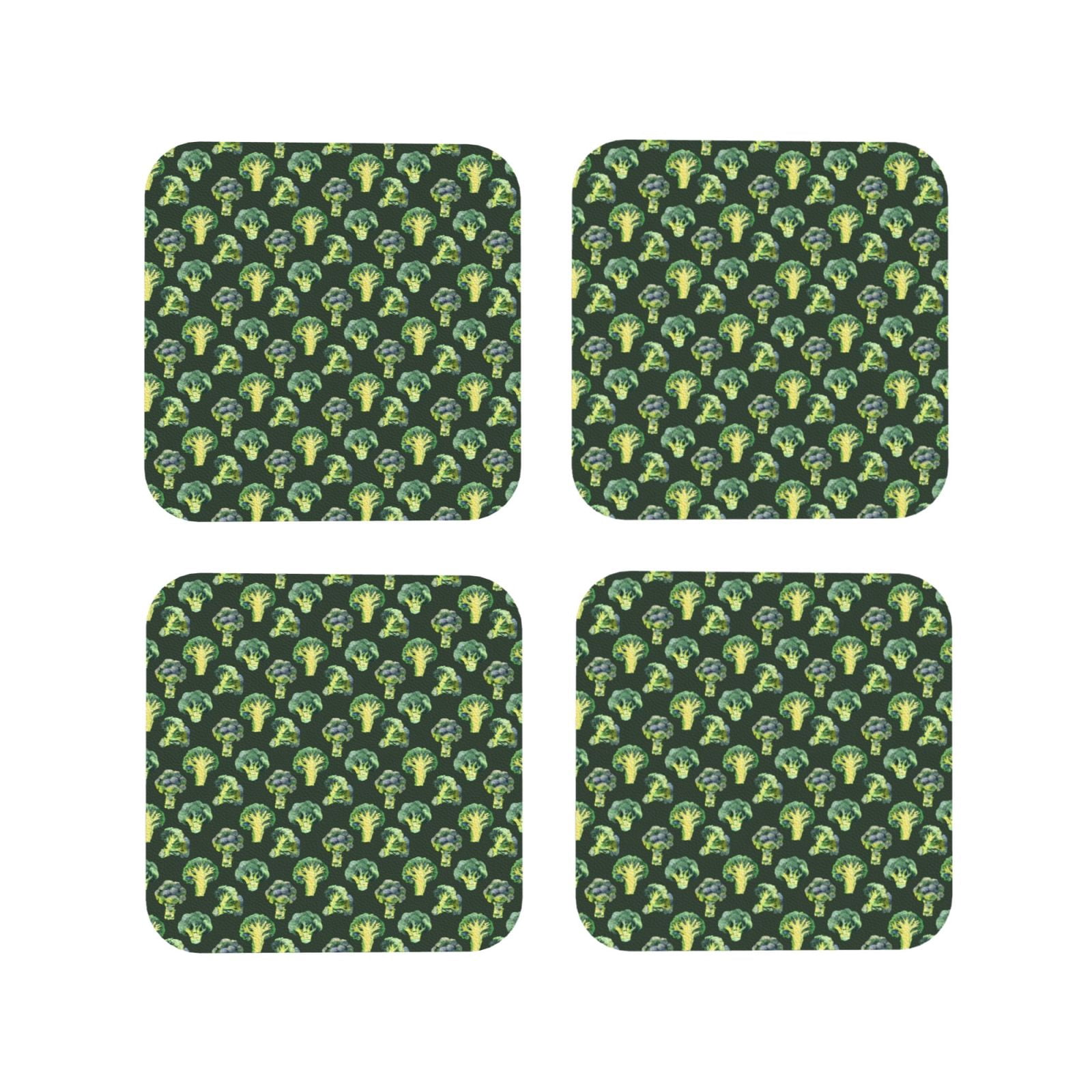 Gaeub Broccoli 3 Print 4 Pcs Leather Coasters for Drinks ,Drink ...