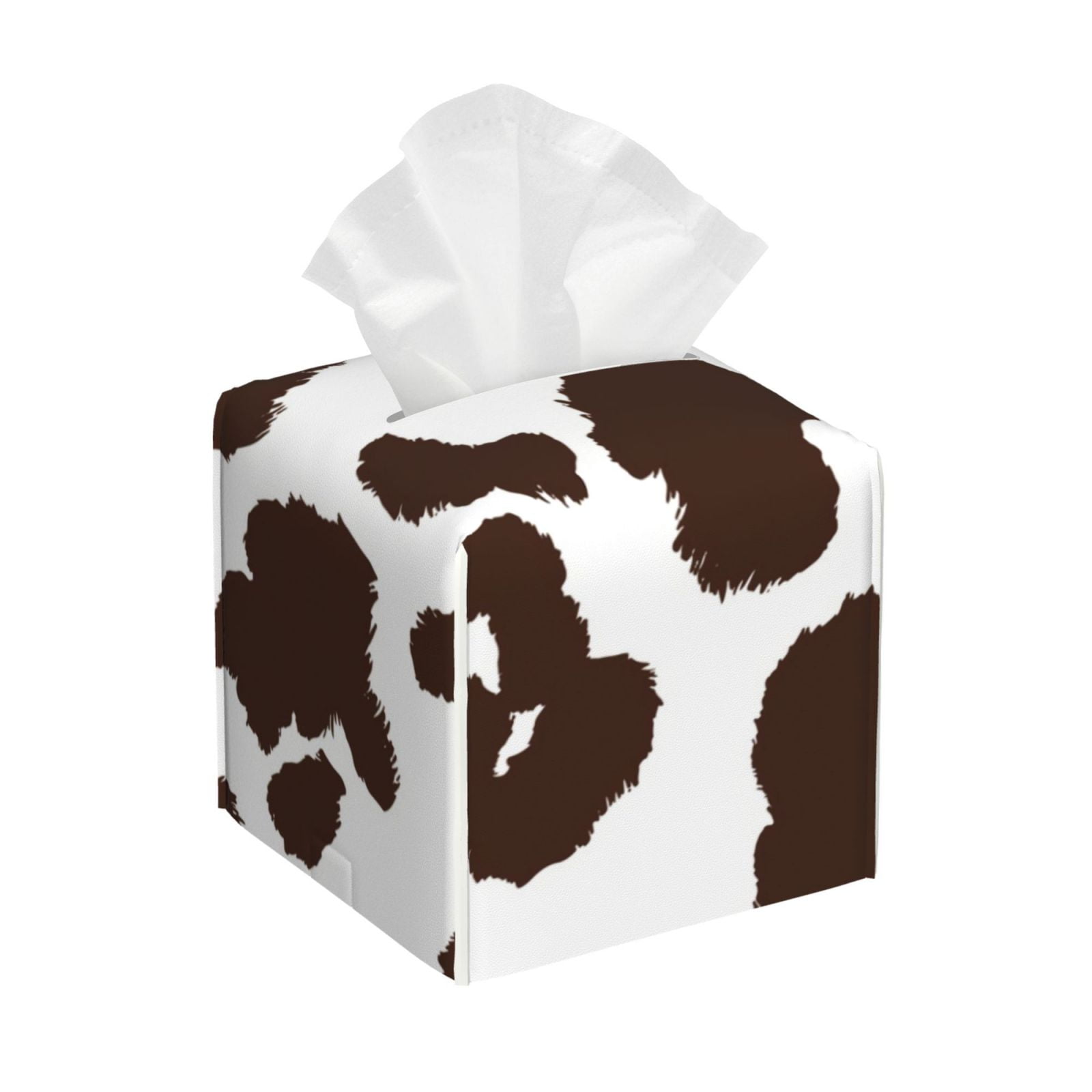 Gaeub Brown Cow Print Leather Tissue Box Cover Square,Tissue Holder ...