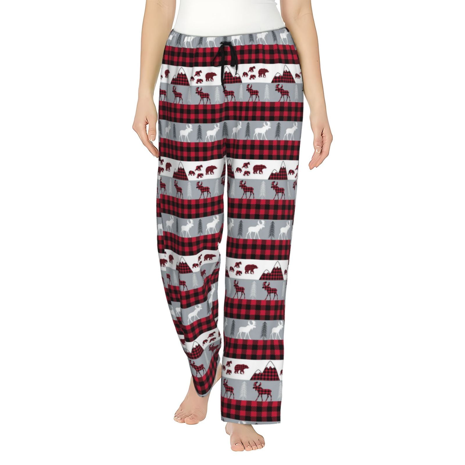 Gaeub Buffalo Plaid Forest Soft Pajama Pants for Women, Wide Leg Comfy ...