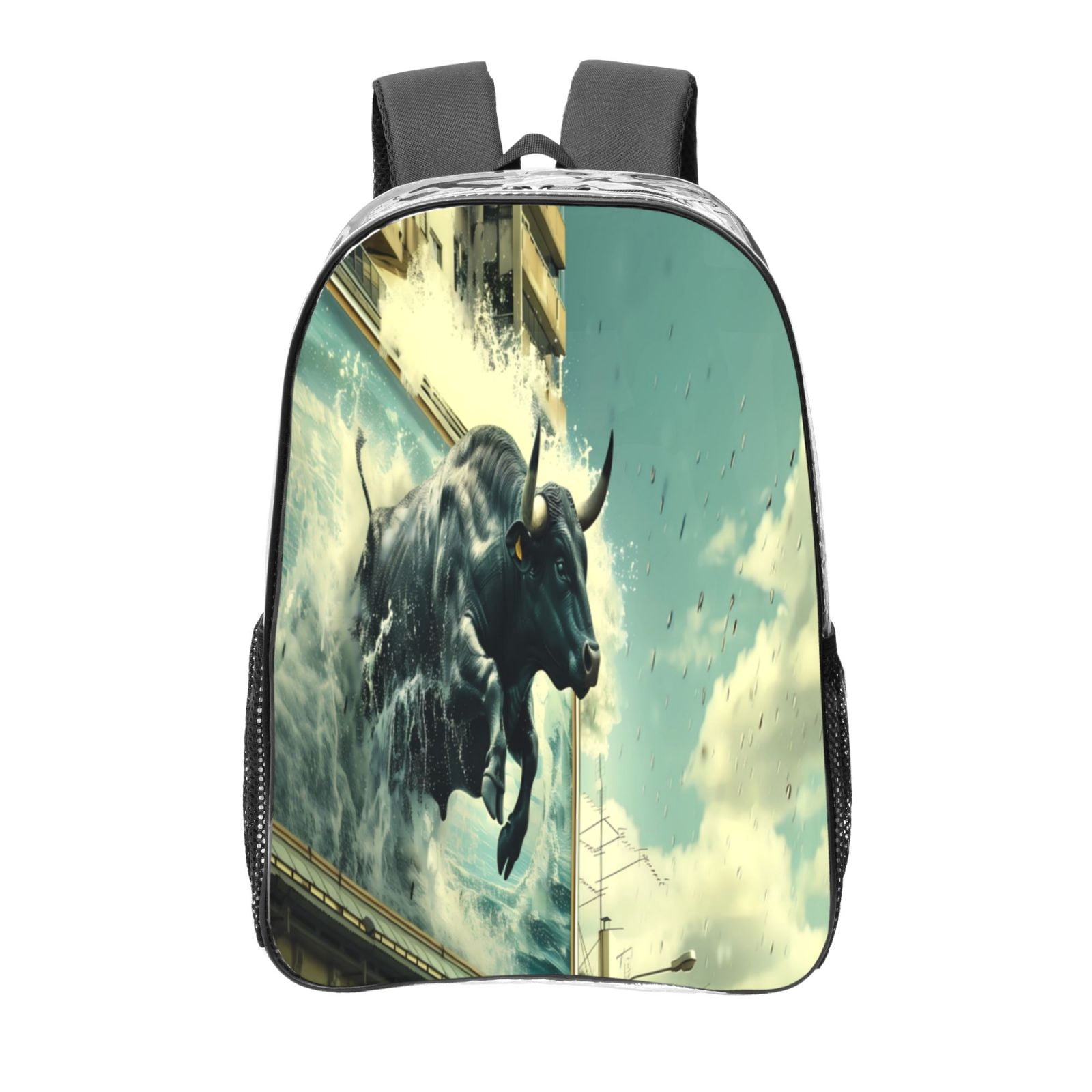 Gaeub Bull Charging Through Waves Print Clear Backpack ,Clear ...