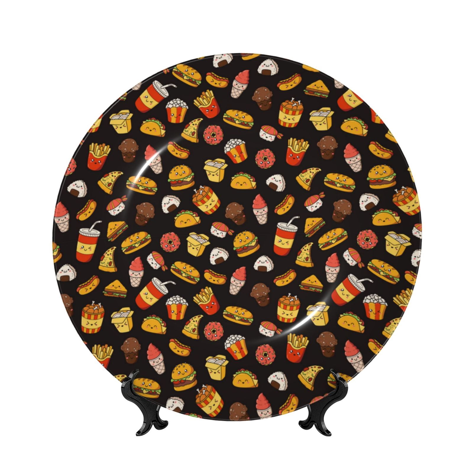 Gaeub Burger Fries Print Ceramic Plate,Dinner Plates,Bone China ...