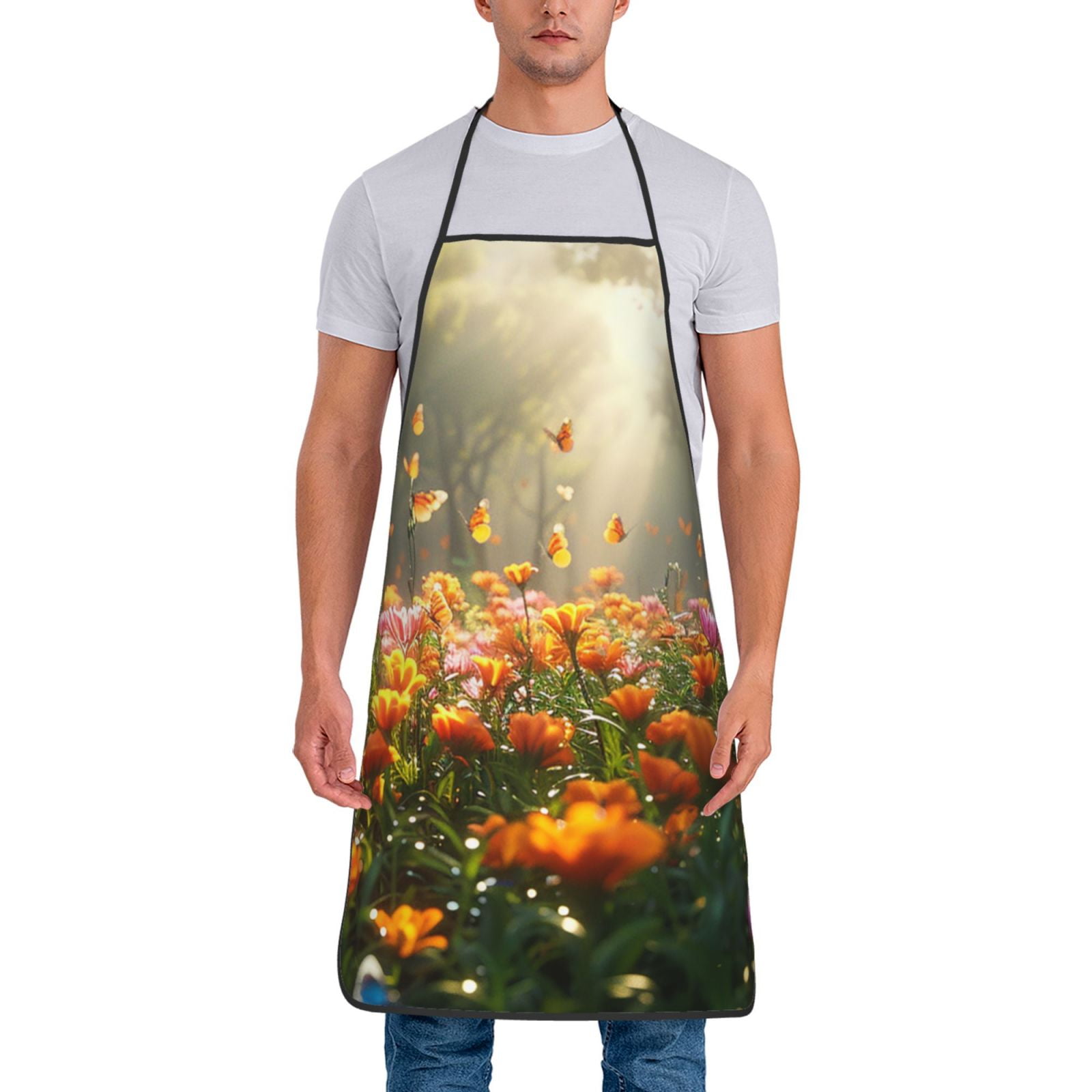 Gaeub Butterflies In Flower Field Print Apron for Men and Women ...