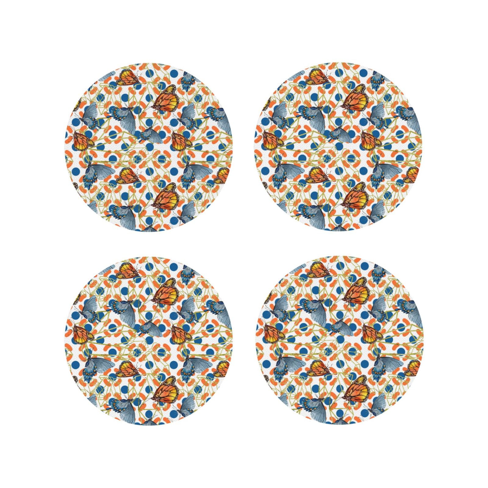 Gaeub Butterflies Wild Insect Print 4 Pcs Leather Coasters for Drinks ...
