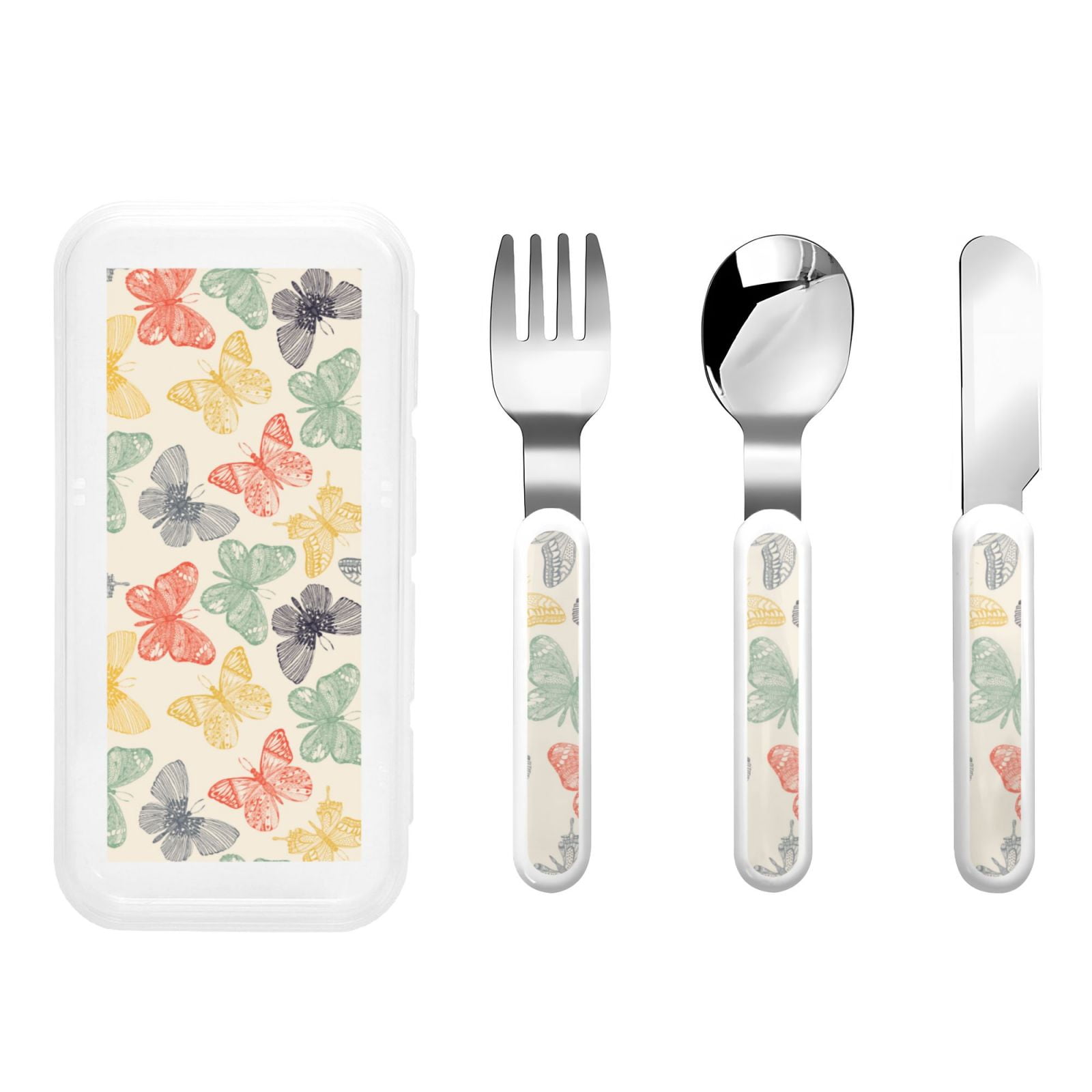Gaeub Butterfly Print 3-Piece Children Knife Spoon Fork Set,Stainless ...