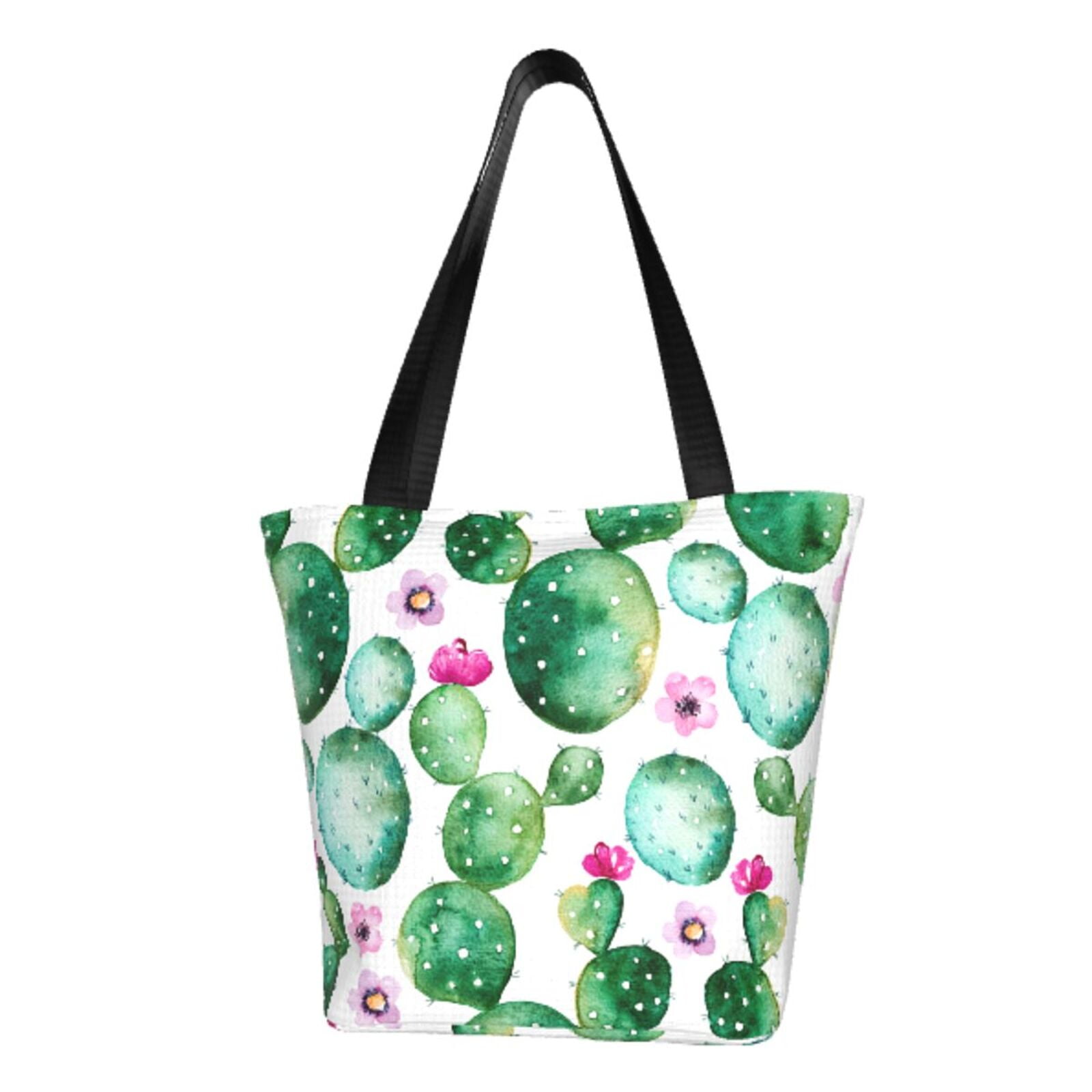 Gaeub Cactus Plants Printed Tote Bag Grocery Bag Reusable Shoulder Bag ...