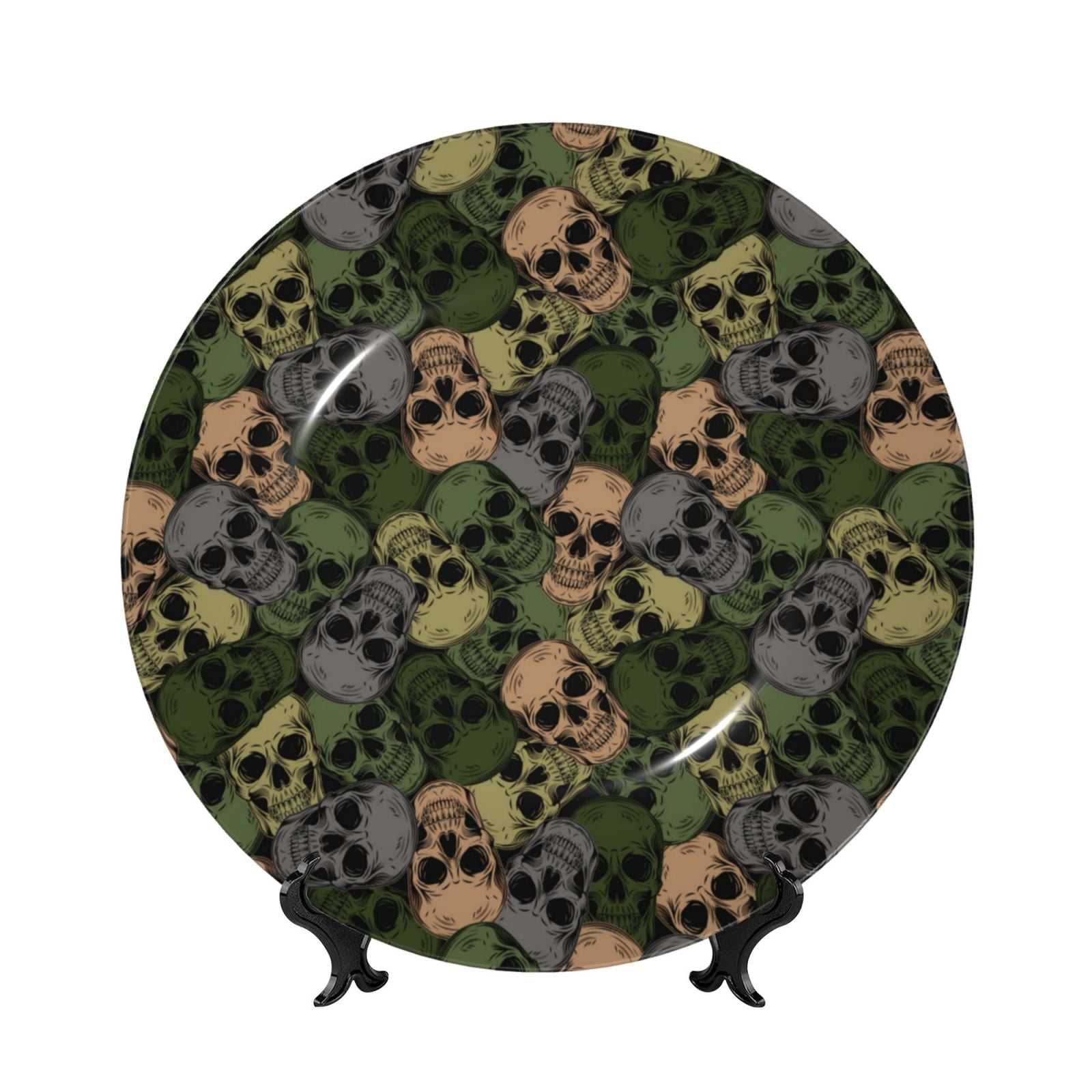 Gaeub Camouflage Skulls Print Ceramic Plate,Dinner Plates,Bone China ...