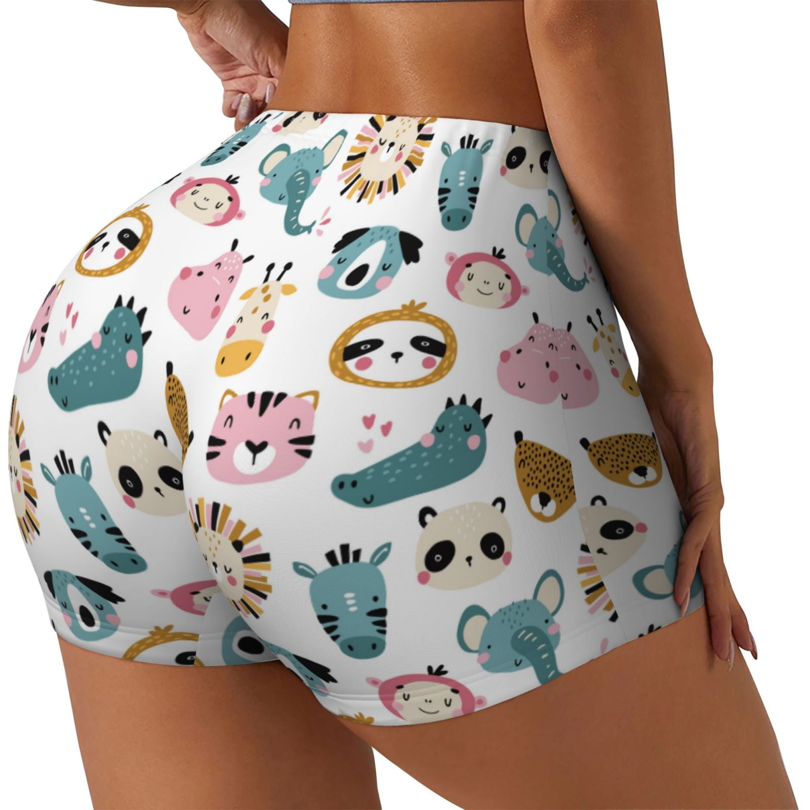 Gaeub Cartoon Animals Print Workout Shorts for Women,Seamless Scrunch ...
