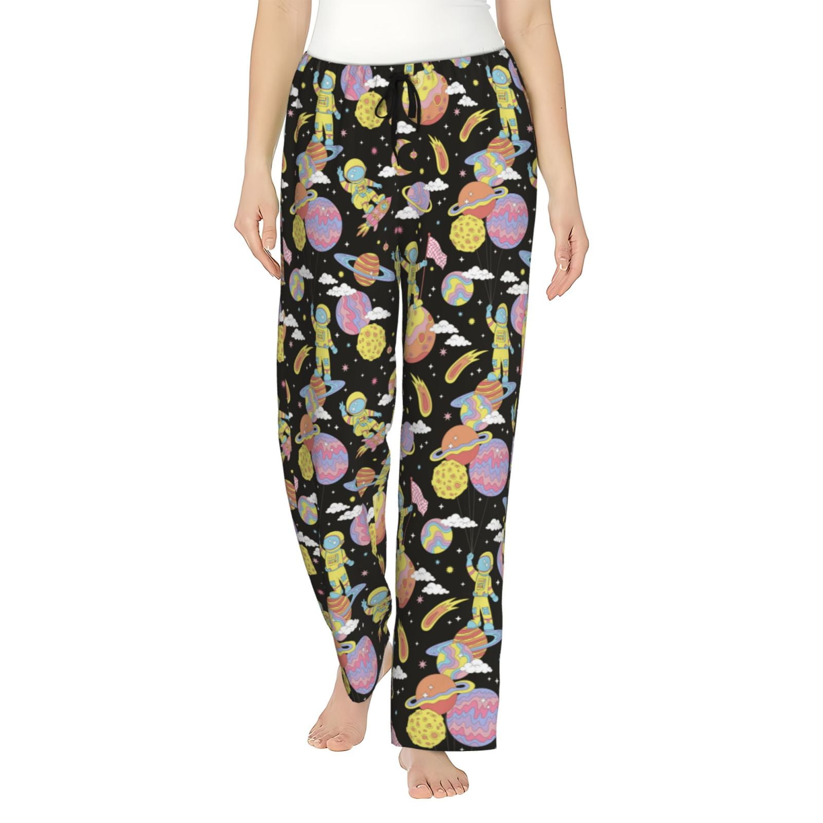 Gaeub Cartoon Astronaut In Spacesuit Soft Pajama Pants for Women, Wide ...