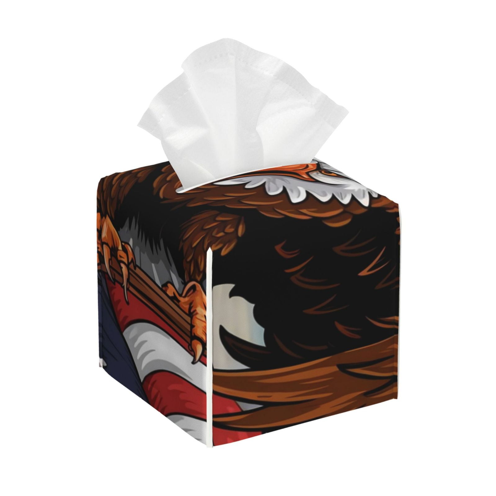 Gaeub Cartoon Bald Eagle USA Print Leather Tissue Box Cover Square ...