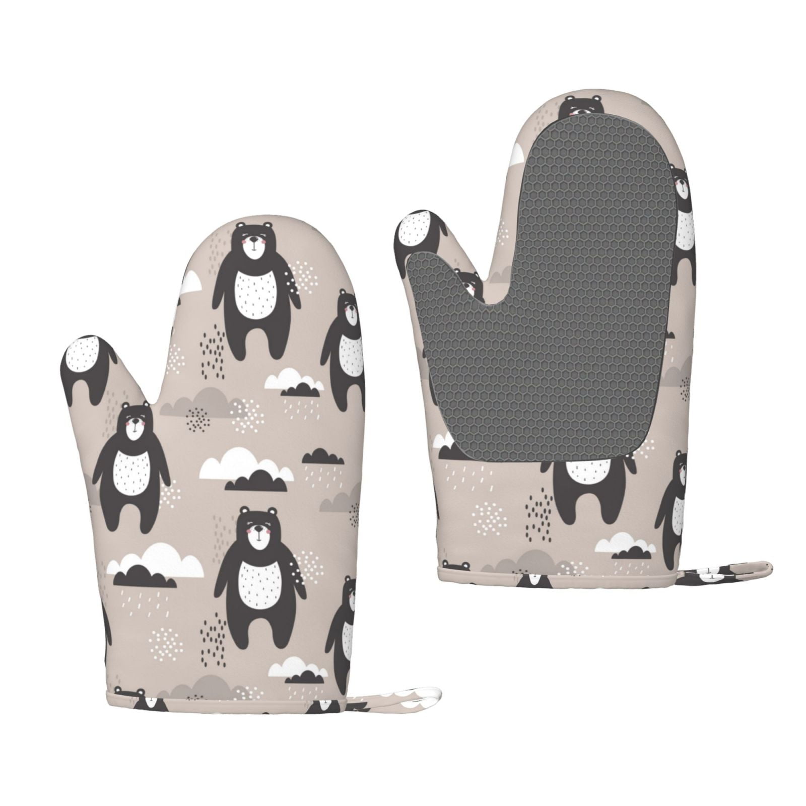 Gaeub Cartoon Bear Brown Print Oven Mitts and Potholders BBQ Gloves ...