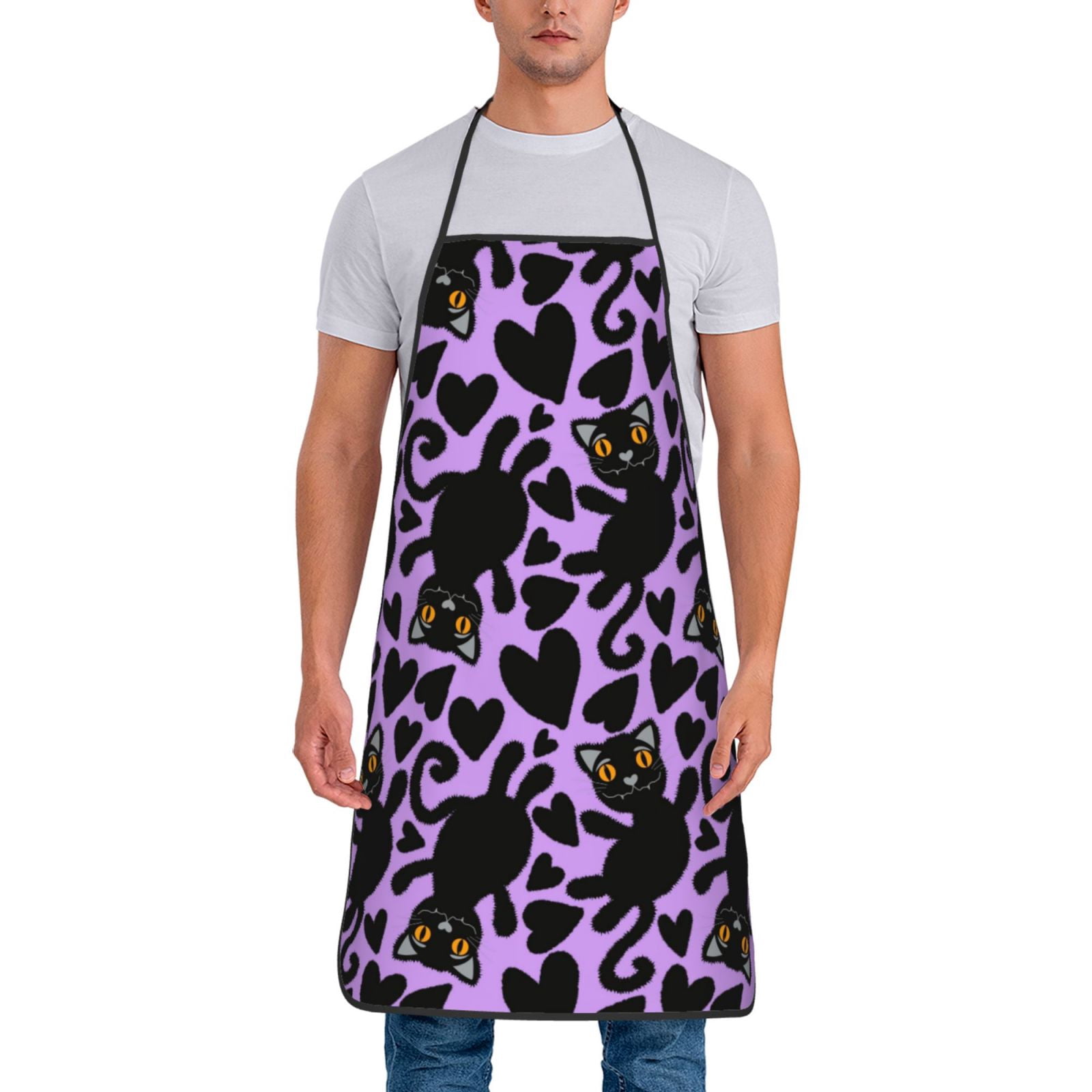 Gaeub Cartoon Black Cats Print Apron for Men and Women,Waterproof Apron ...