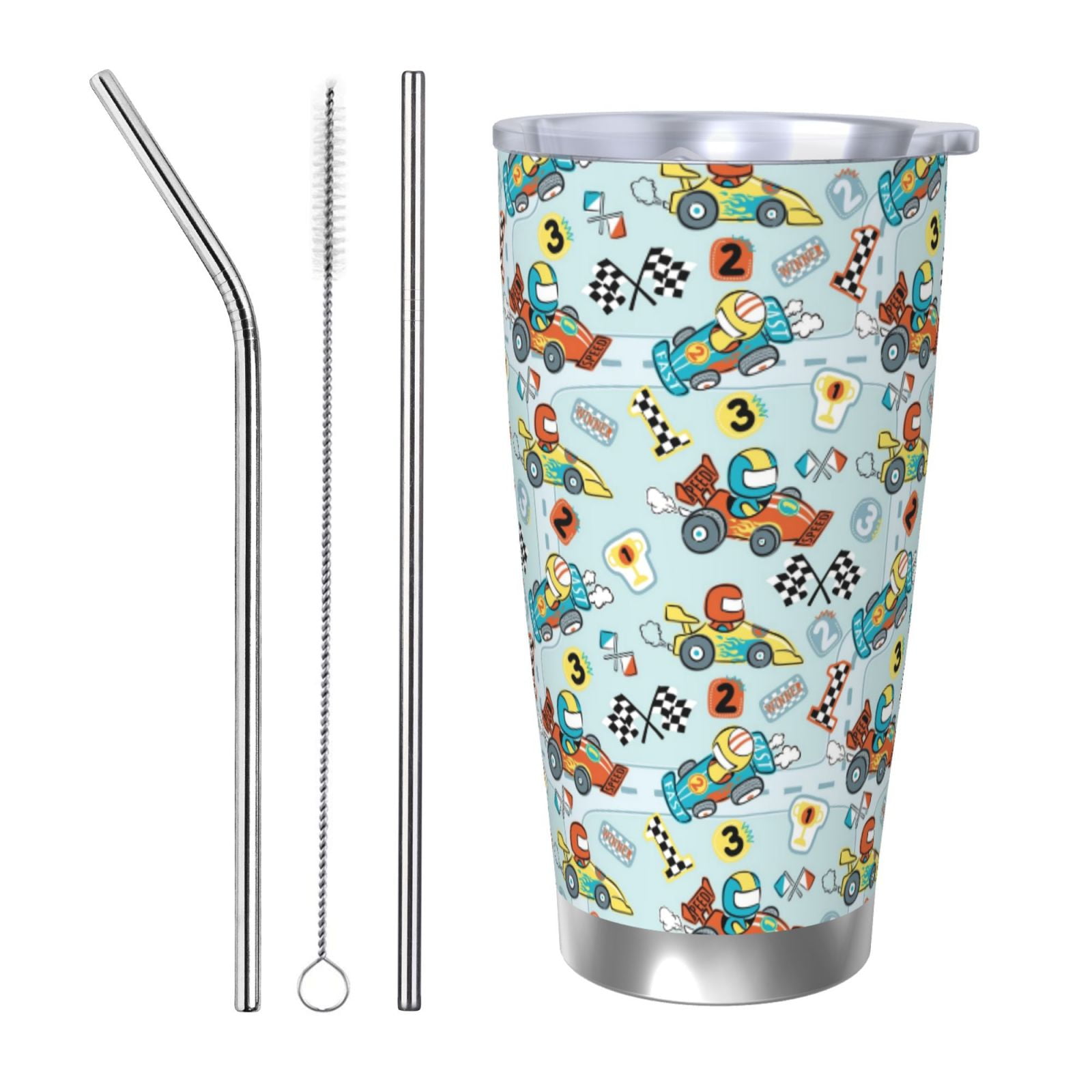 Gaeub Cartoon Car Racing Print 20-Ounce Stainless Steel Car Cup ...