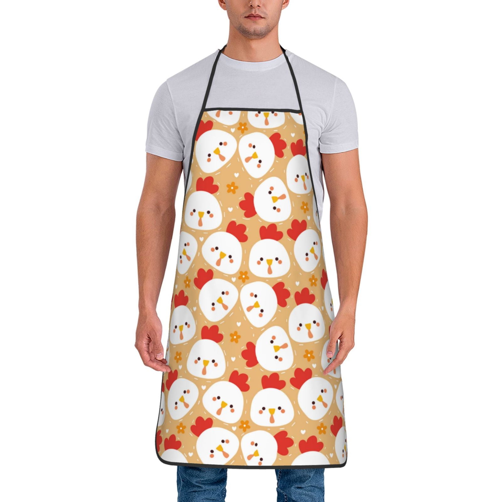 Gaeub Cartoon Chicken Print Apron for Men and Women,Waterproof Apron ...