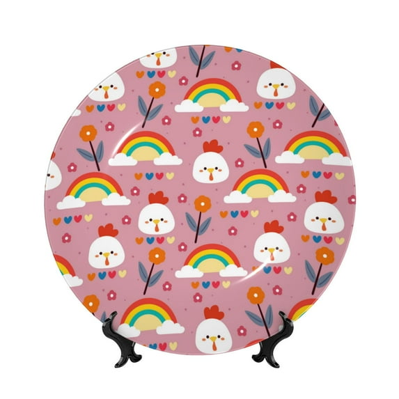 Gaeub Cartoon Chicken Print Ceramic Plate,Dinner Plates,Bone China ...