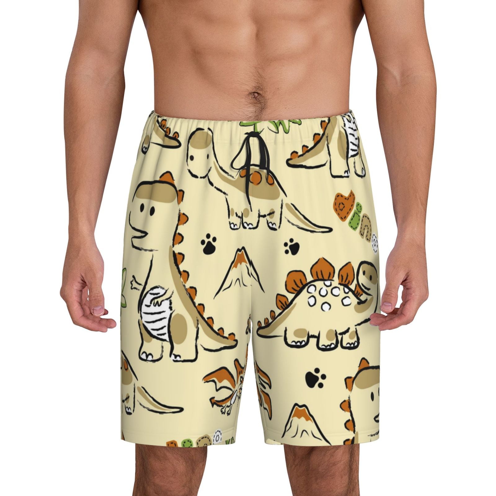 Gaeub Cartoon Dinosaurs Printed Men's Short Pajama Pants, Lightweight ...