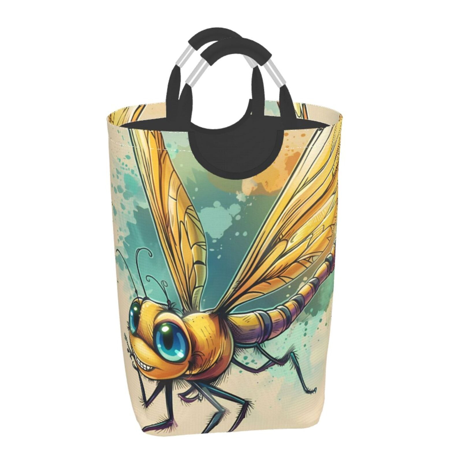 Gaeub Cartoon Dragonfly Art Print 50L Large Laundry Hampers with Handles, Collapsible Clothes ...