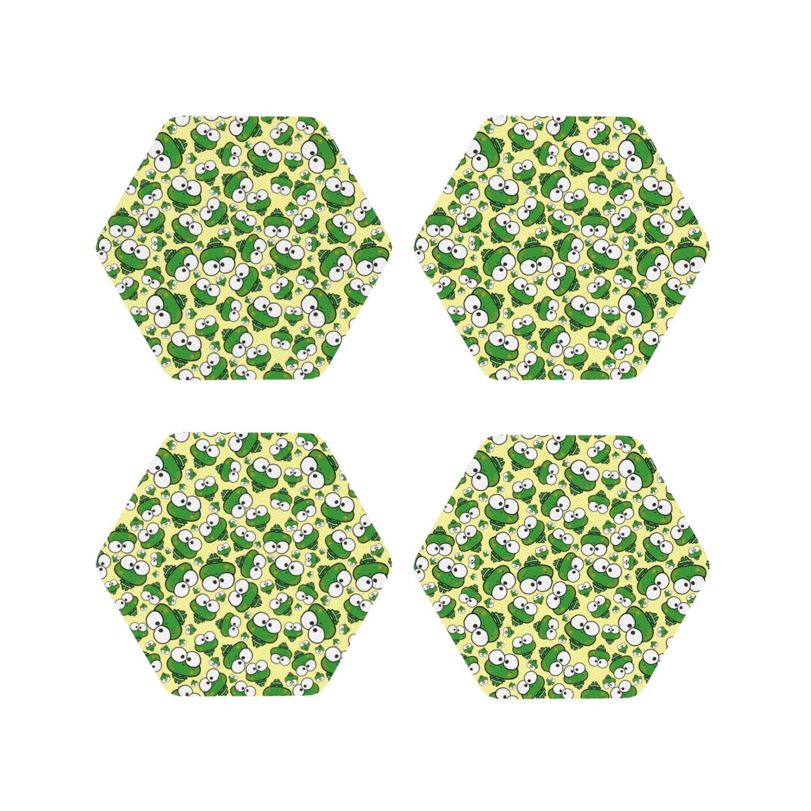 Gaeub Cartoon Frogs Print 4 Pcs Leather Coasters for Drinks ,Drink Coasters Sets,Drink Table Cup ...