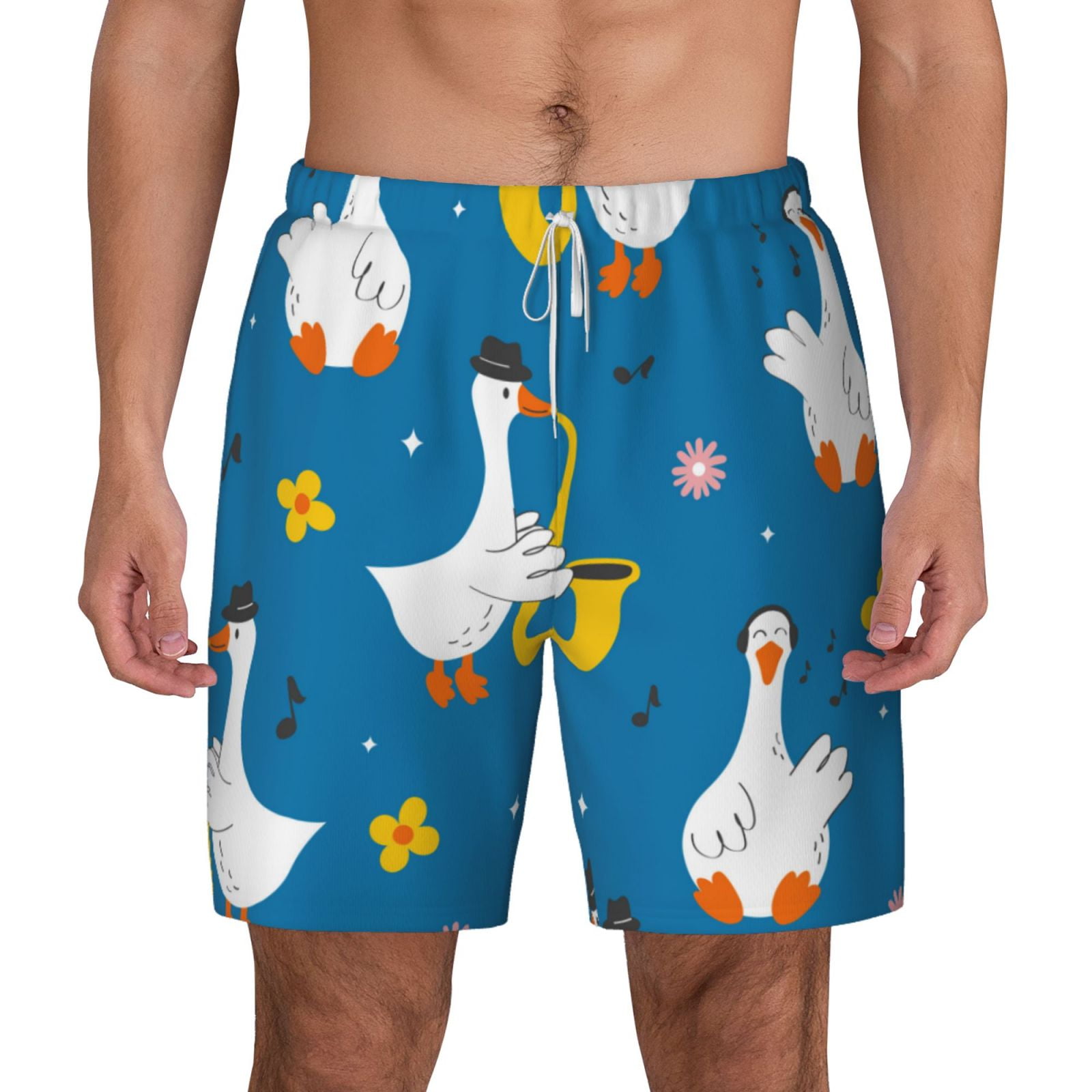 Gaeub Cartoon Goose Mens Swim Trunks Stretch Beach Shorts Quick Dry for ...