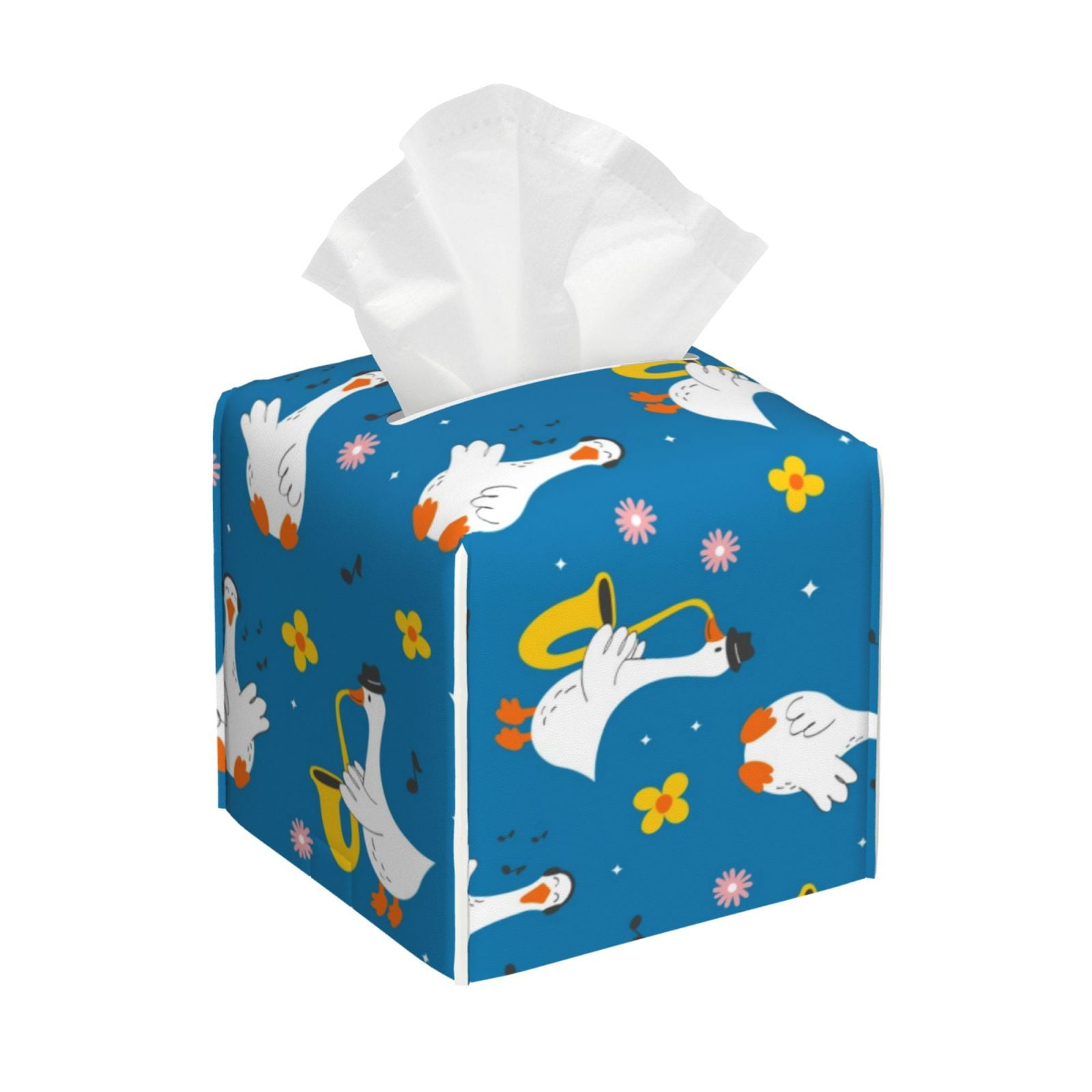 Gaeub Cartoon Goose Print Leather Tissue Box Cover Square,Tissue Holder ...