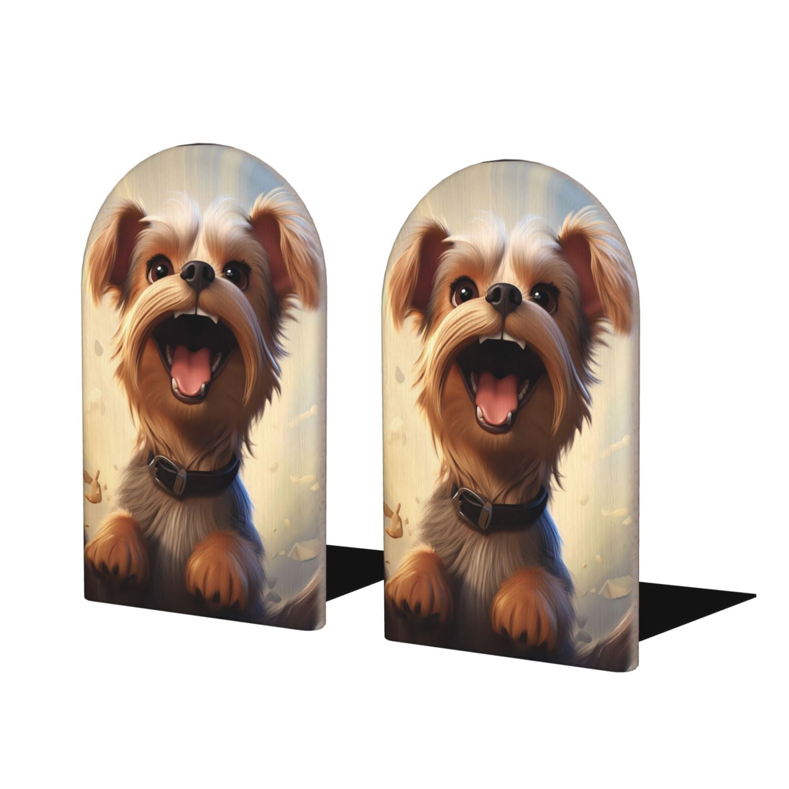 Gaeub Cartoon Happy Cute Puppy Wood Bookends, Non-Slip Bookends, Heavy ...