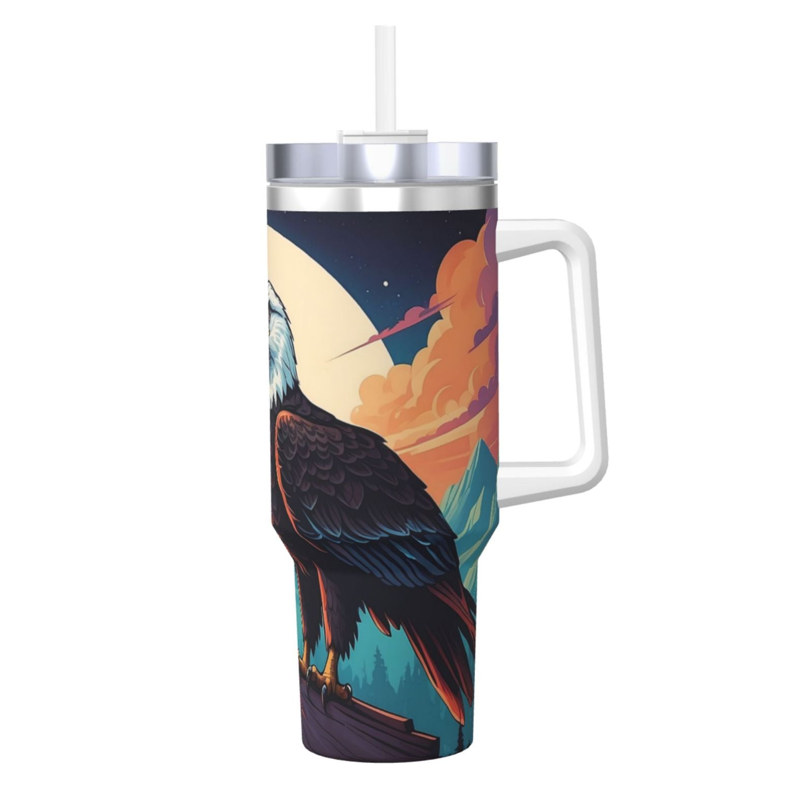 Gaeub Cartoon Iceberg Bald Eagle Print Stainless Steel Hot/Cold Coffee ...