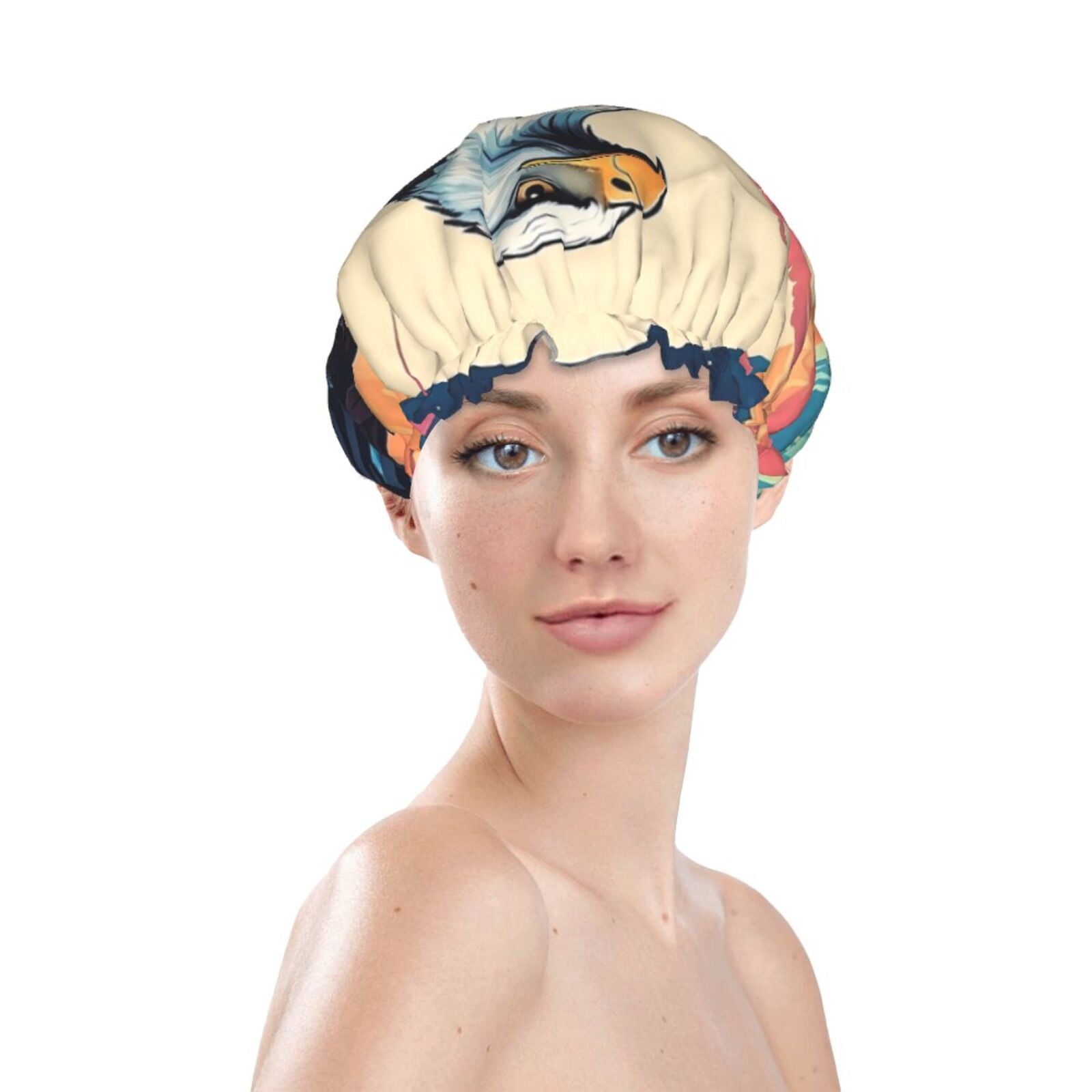 Gaeub Cartoon Iceberg Bald Eagle Shower Caps for Women Men,Double ...