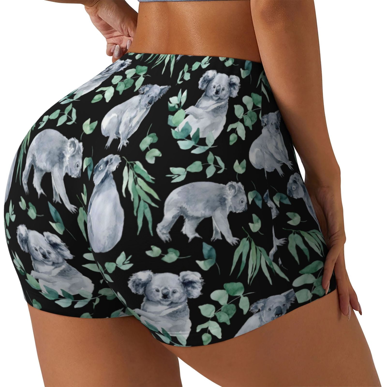Gaeub Cartoon Koala Bear Print Workout Shorts for Women,Seamless ...