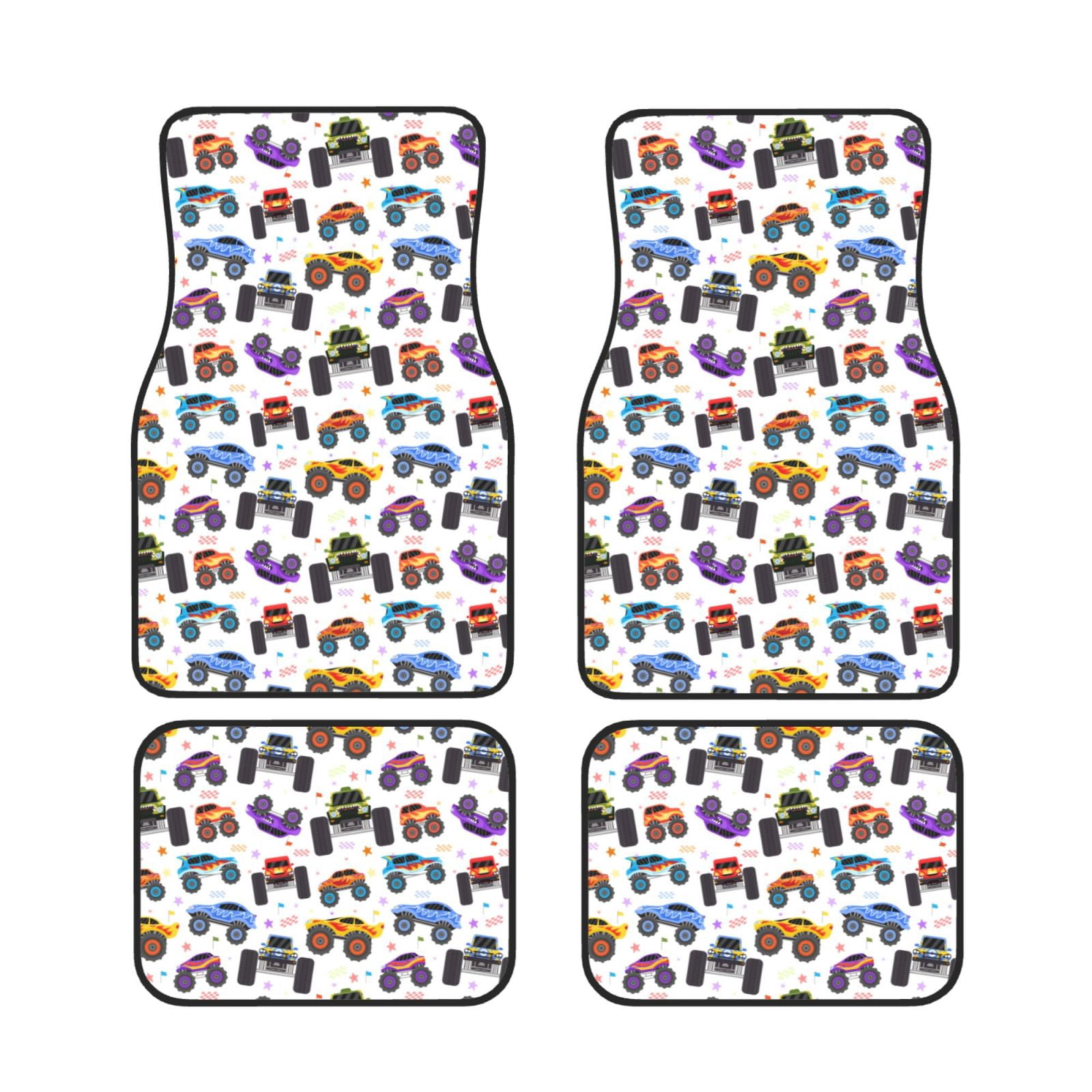 Gaeub Cartoon Monster Trucks1 Print 4 Pieces Car Floor Mats Car ...
