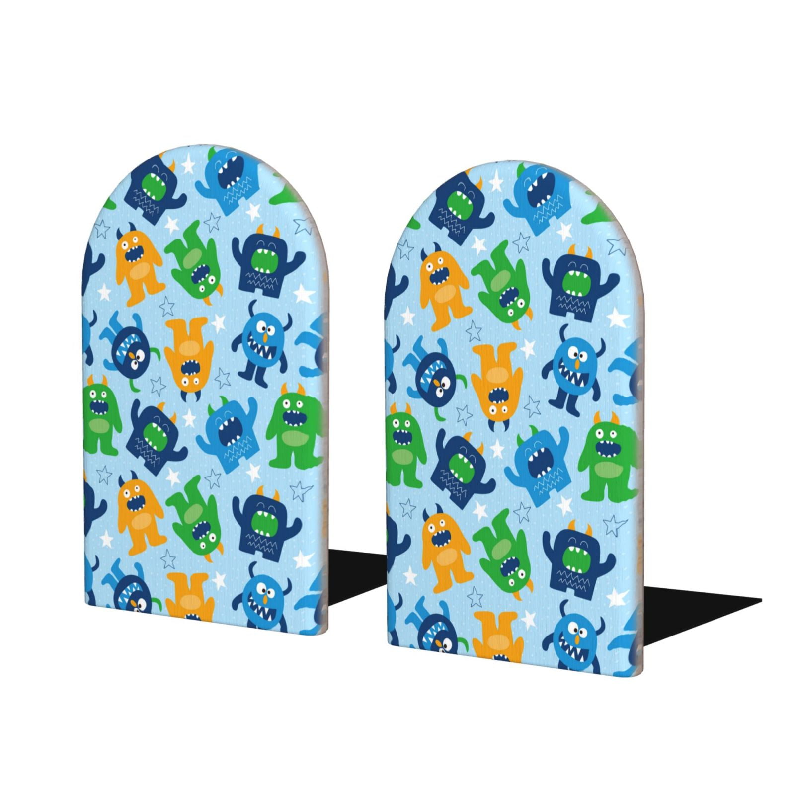 Gaeub Cartoon Monster Wood Bookends, Non-Slip Bookends, Heavy Duty ...
