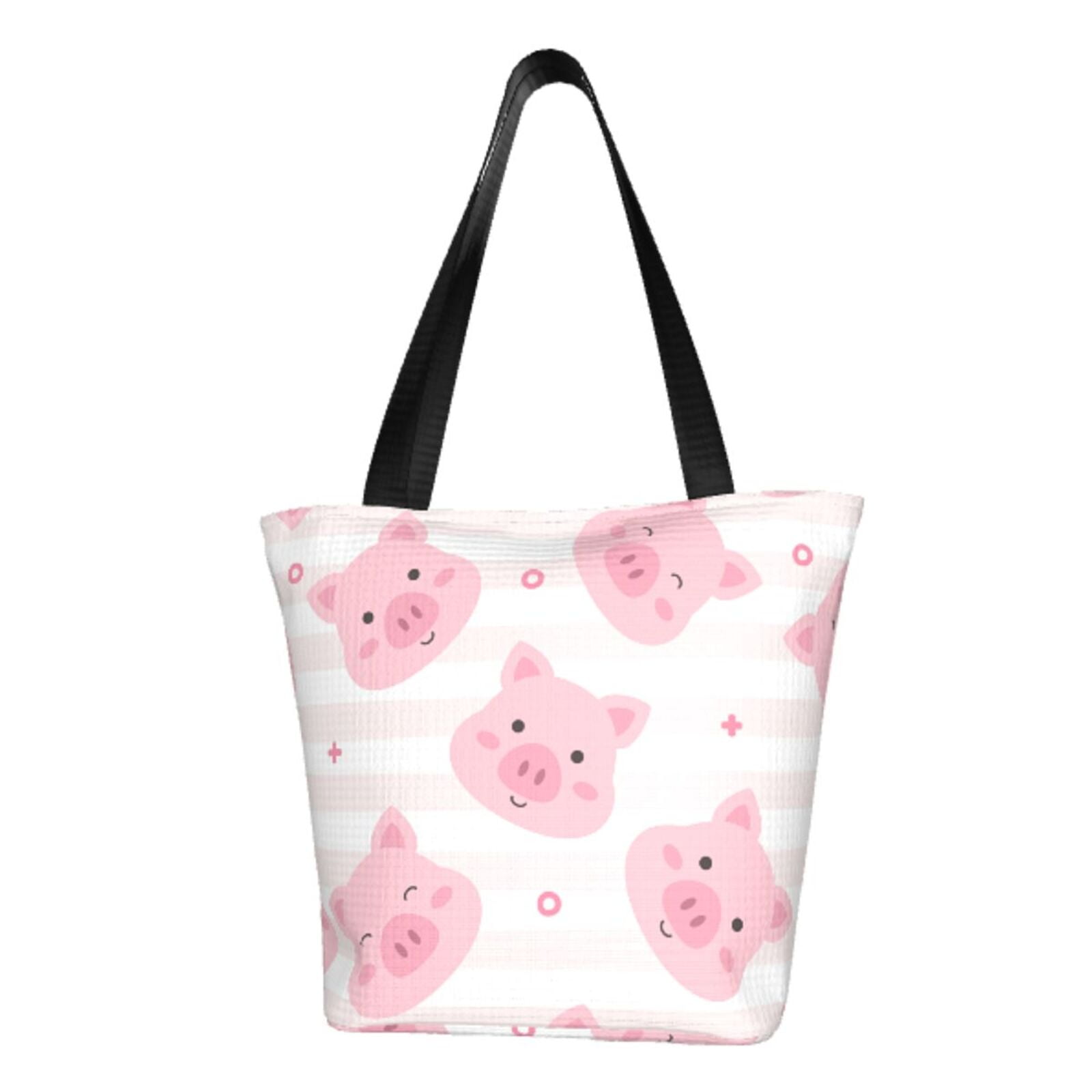 Gaeub Cartoon Pig Printed Tote Bag Grocery Bag Reusable Shoulder Bag ...