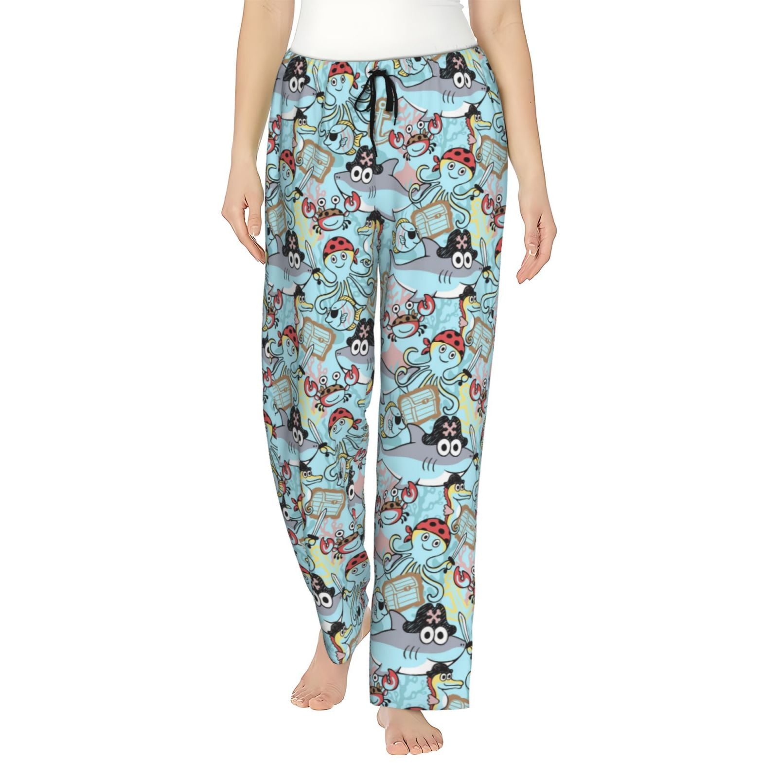 Gaeub Cartoon Pirate Soft Pajama Pants for Women, Wide Leg Comfy Casual ...