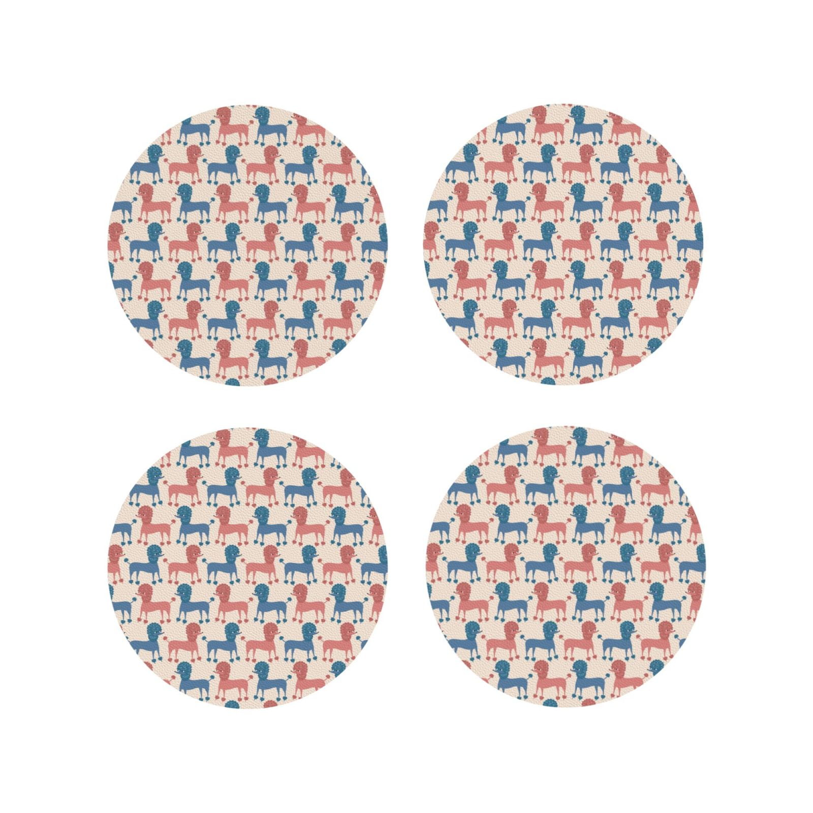 Gaeub Cartoon Poodle Dog Print 4 Pcs Leather Coasters for Drinks ,Drink ...