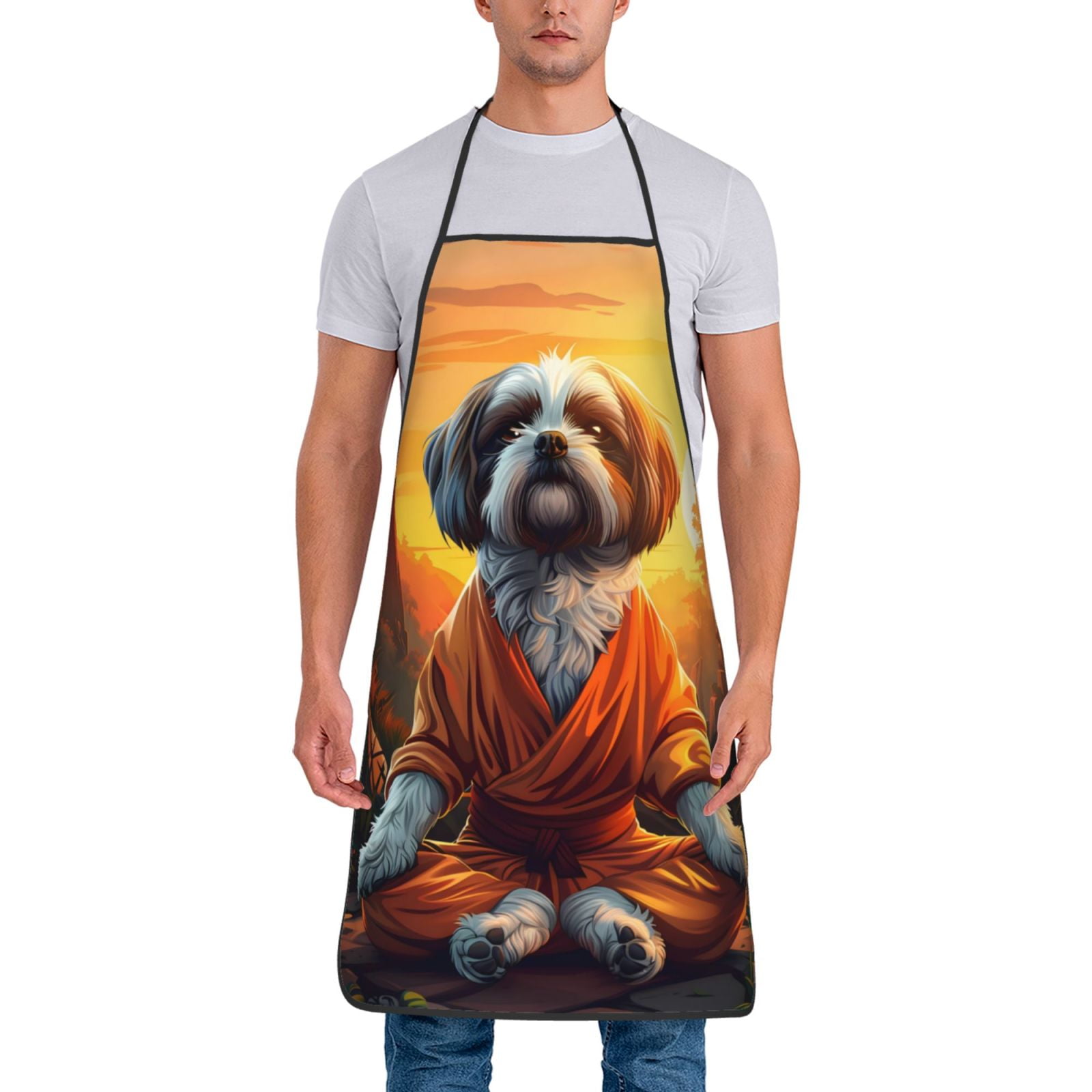 Gaeub Cartoon Puppy Sunset Print Apron for Men and Women,Waterproof ...