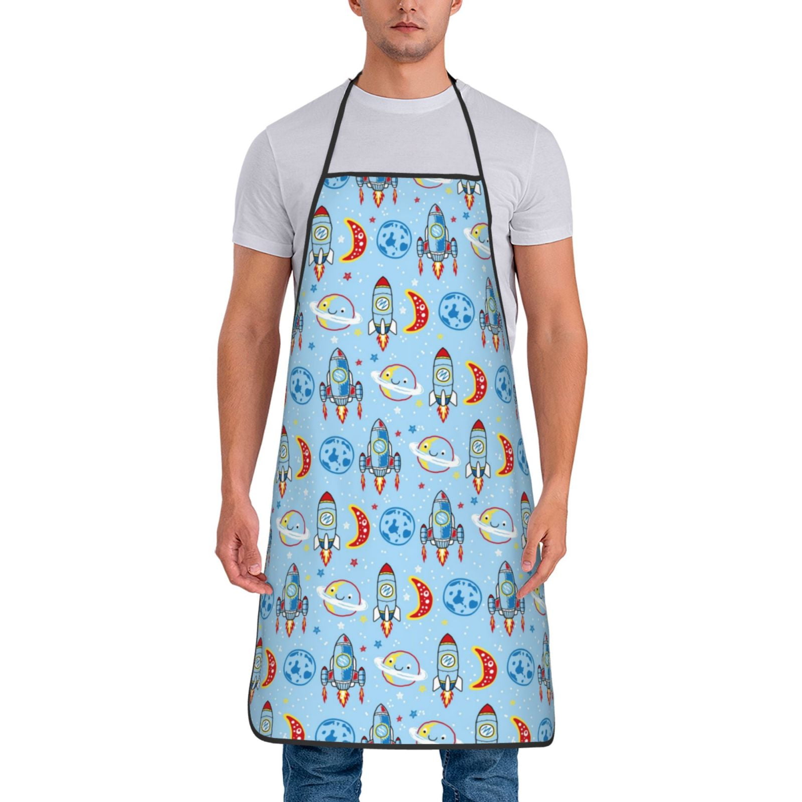 Gaeub Cartoon Rocket With Space Print Apron for Men and Women ...