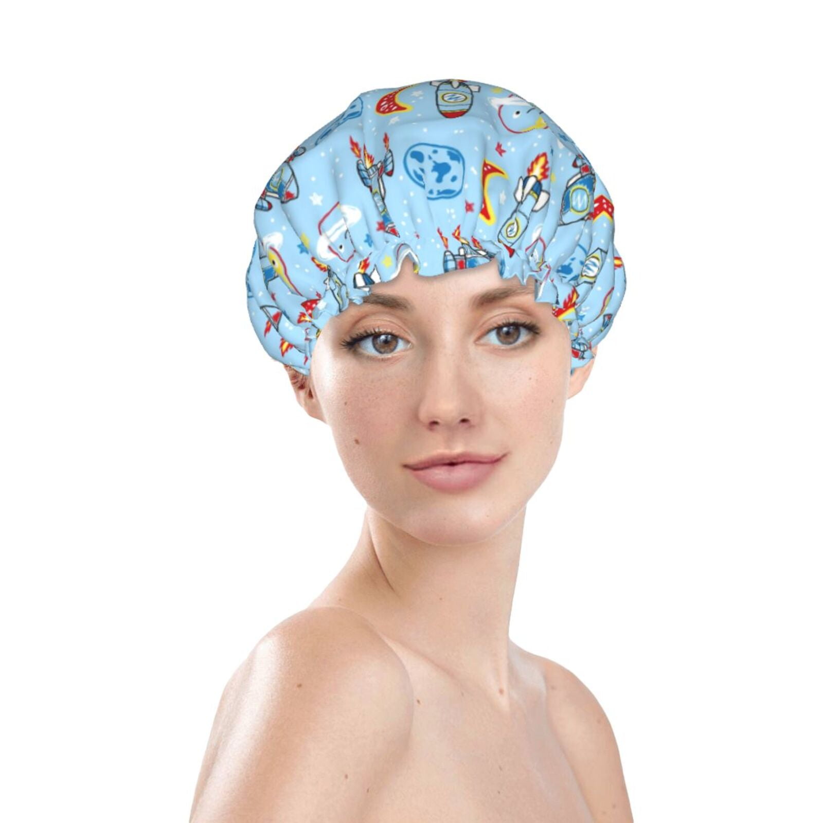 Gaeub Cartoon Rocket With Space Shower Caps for Women Men,Double ...