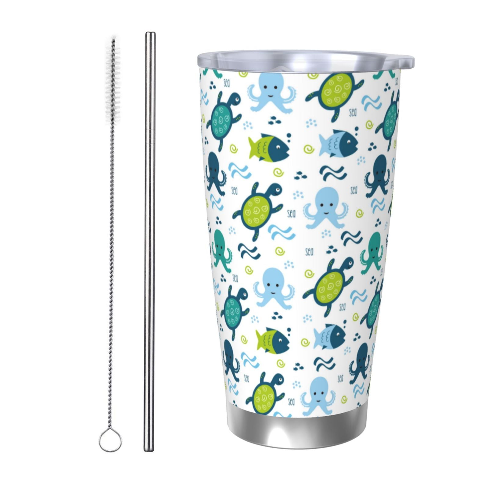 Gaeub Cartoon Sea Creatures Print 20-Ounce Stainless Steel Car Cup ...