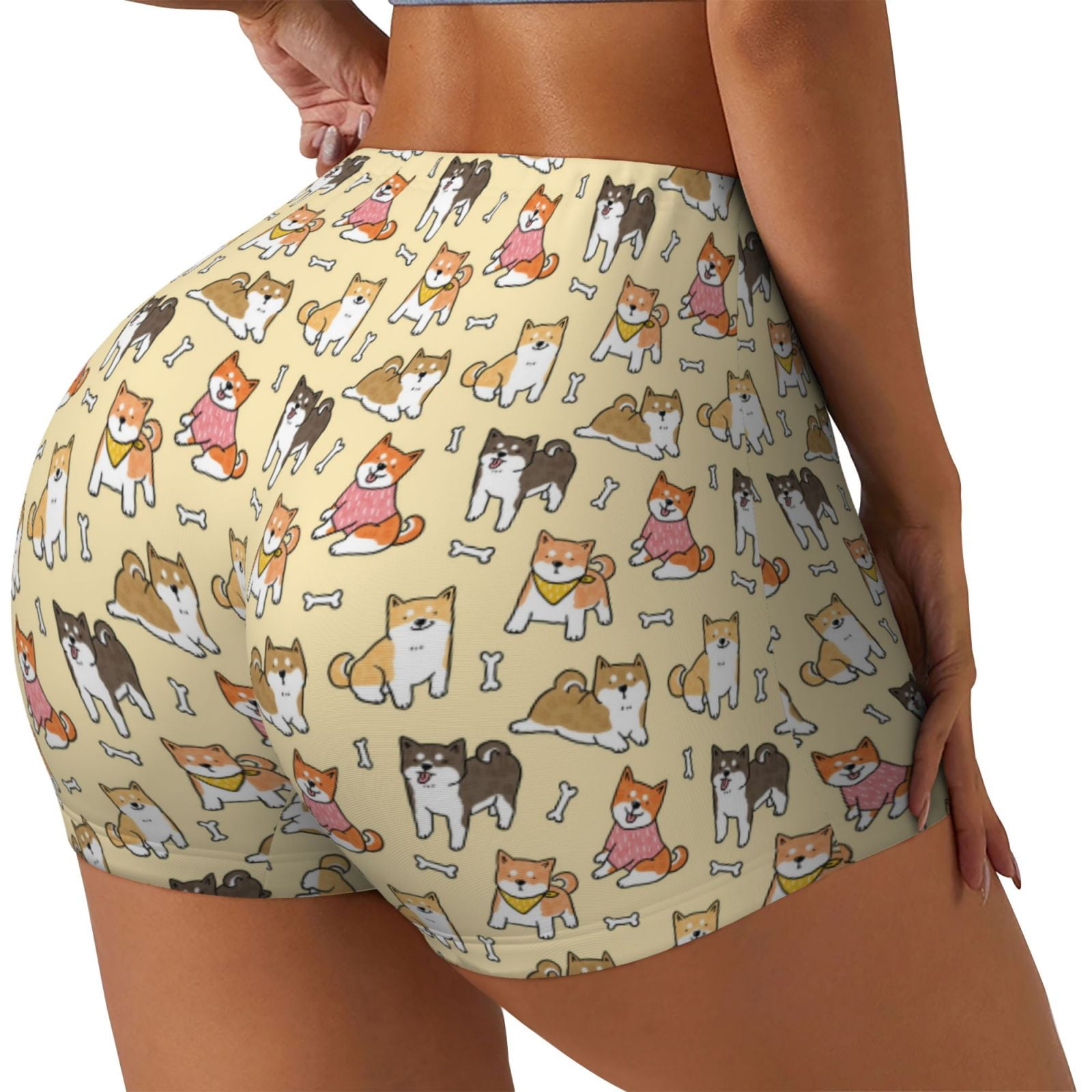 Gaeub Cartoon Shiba Inu Dog Print Workout Shorts for Women,Seamless ...
