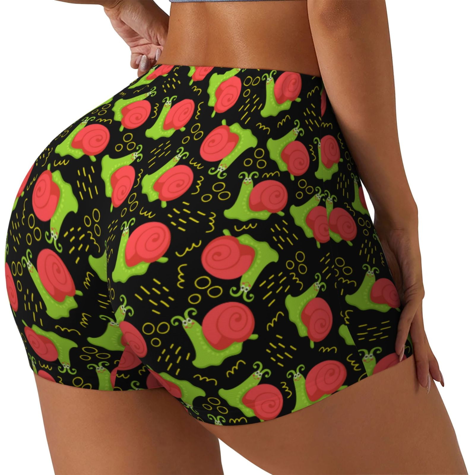 Gaeub Cartoon Snail Print Workout Shorts for Women,Seamless Scrunch Short,Gym Yoga Running Sport ...