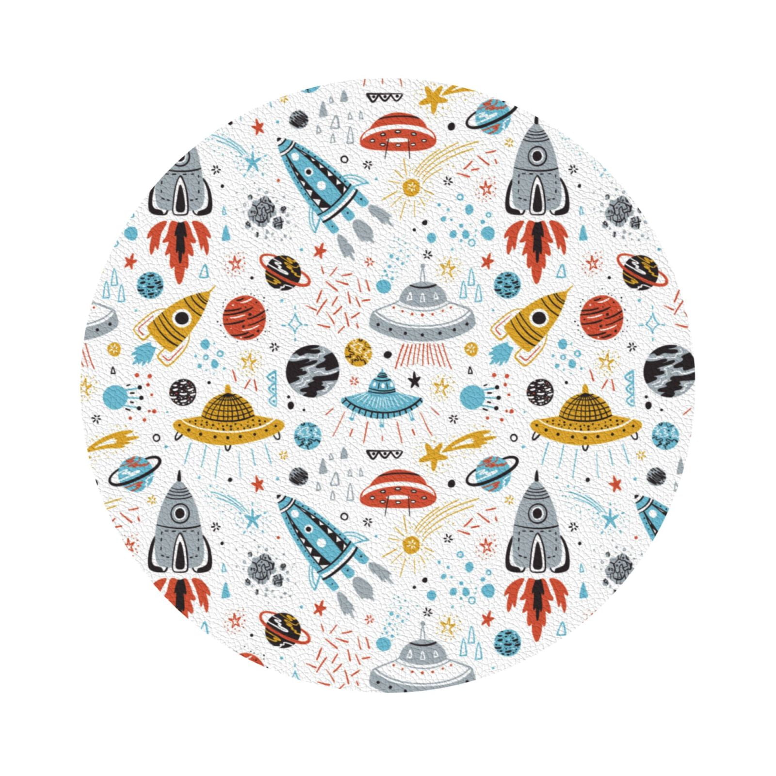 Gaeub Cartoon Space Print 6 Pcs Leather Coasters for Drinks ,Drink ...