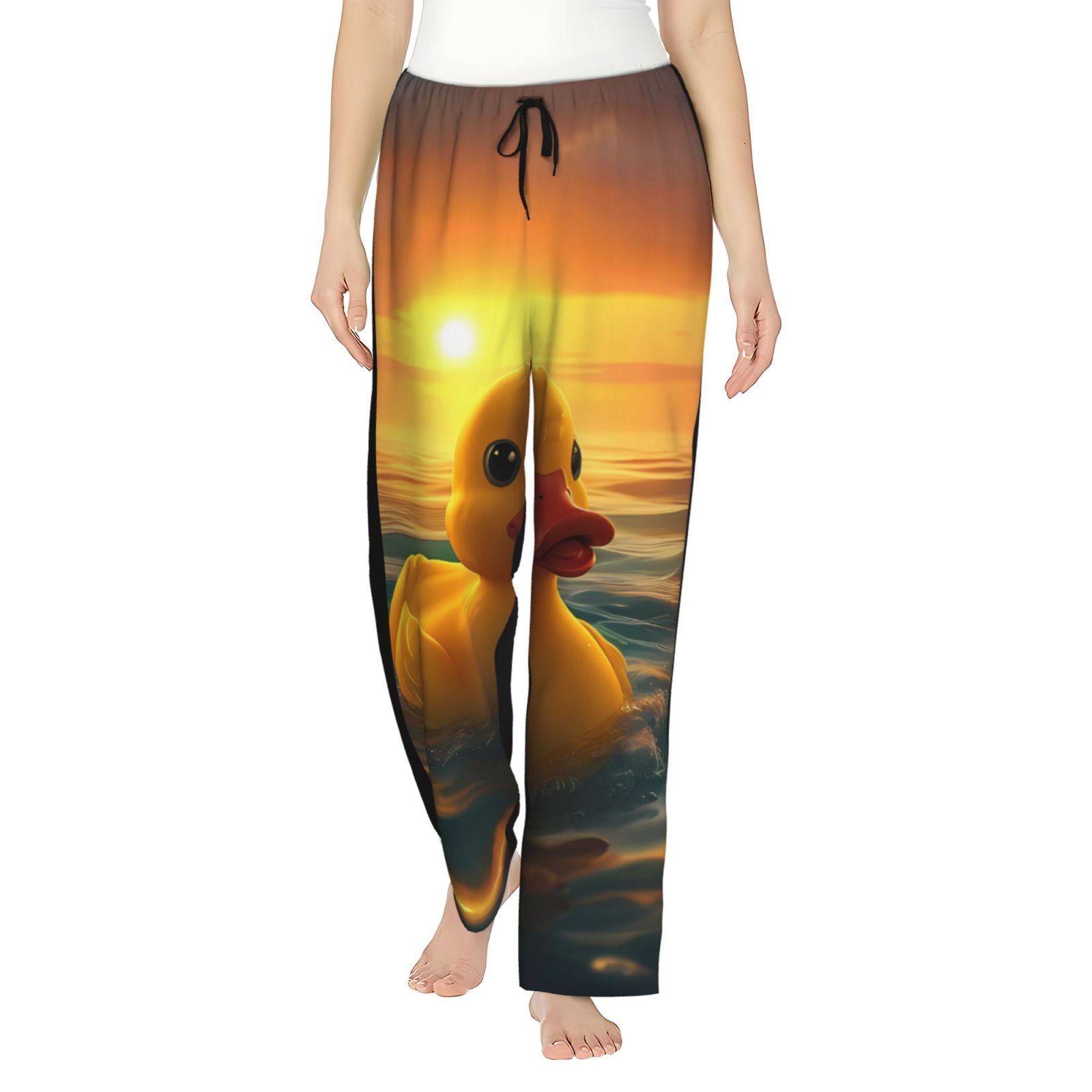 Gaeub Cartoon Swimming Yellow Duck Soft Pajama Pants for Women, Wide ...