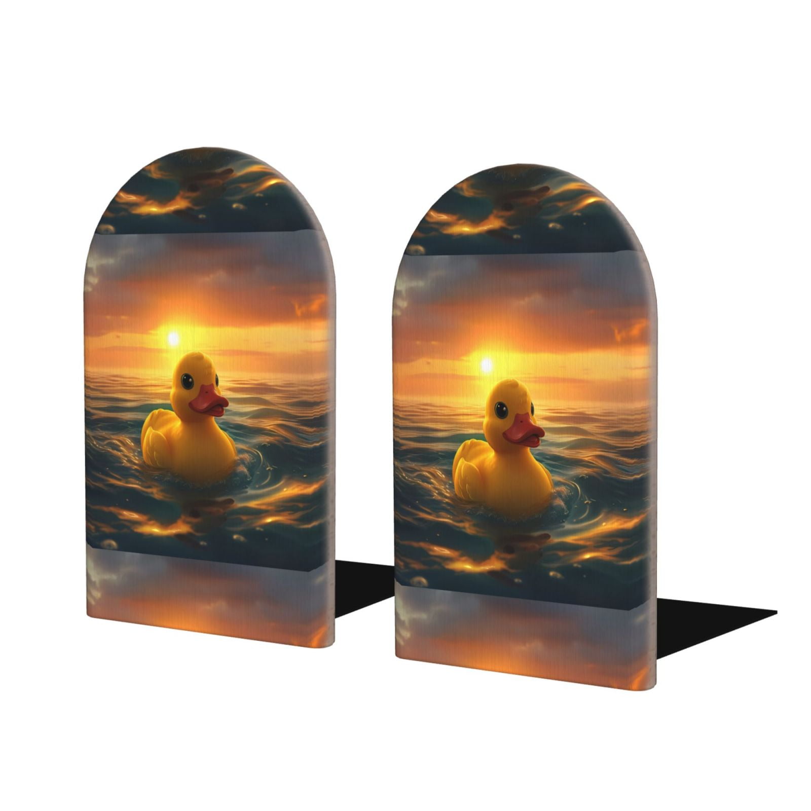 Gaeub Cartoon Swimming Yellow Duck Wood Bookends, Non-Slip Bookends ...