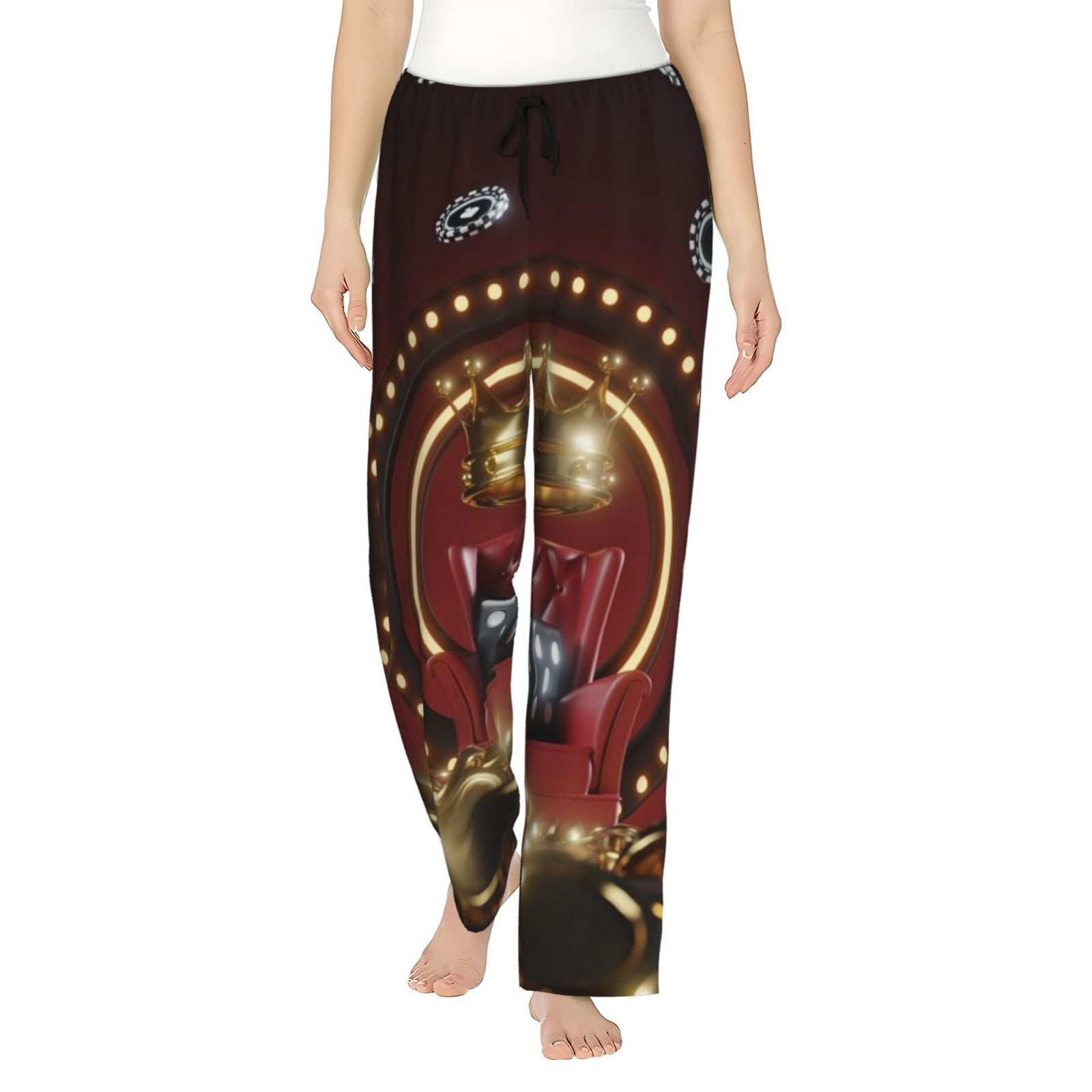Gaeub Casino King And Playing Cards Soft Pajama Pants for Women, Wide ...