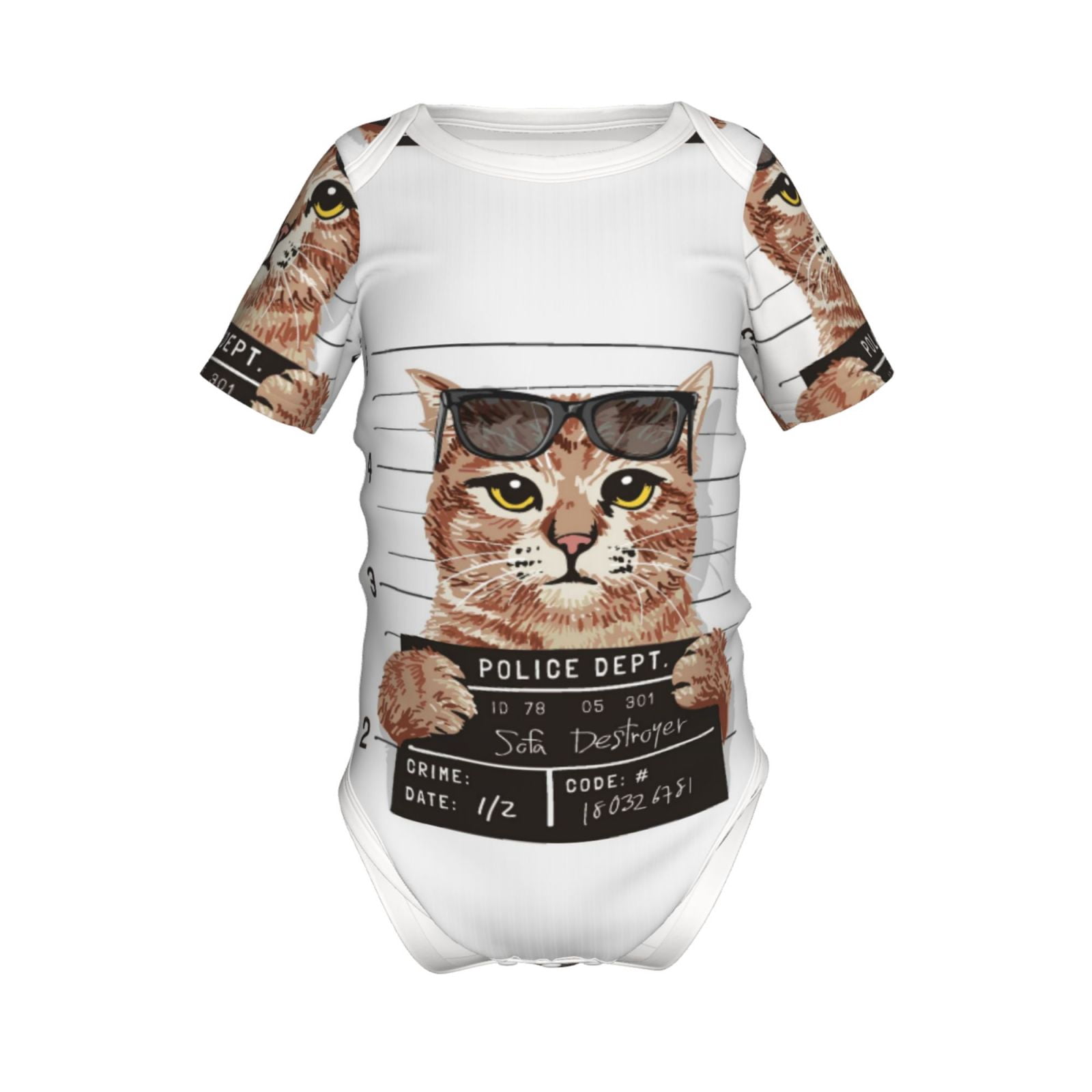 Gaeub Cat Holding Mugshot Sign Print Infant Climbing Onesie,Toddler ...