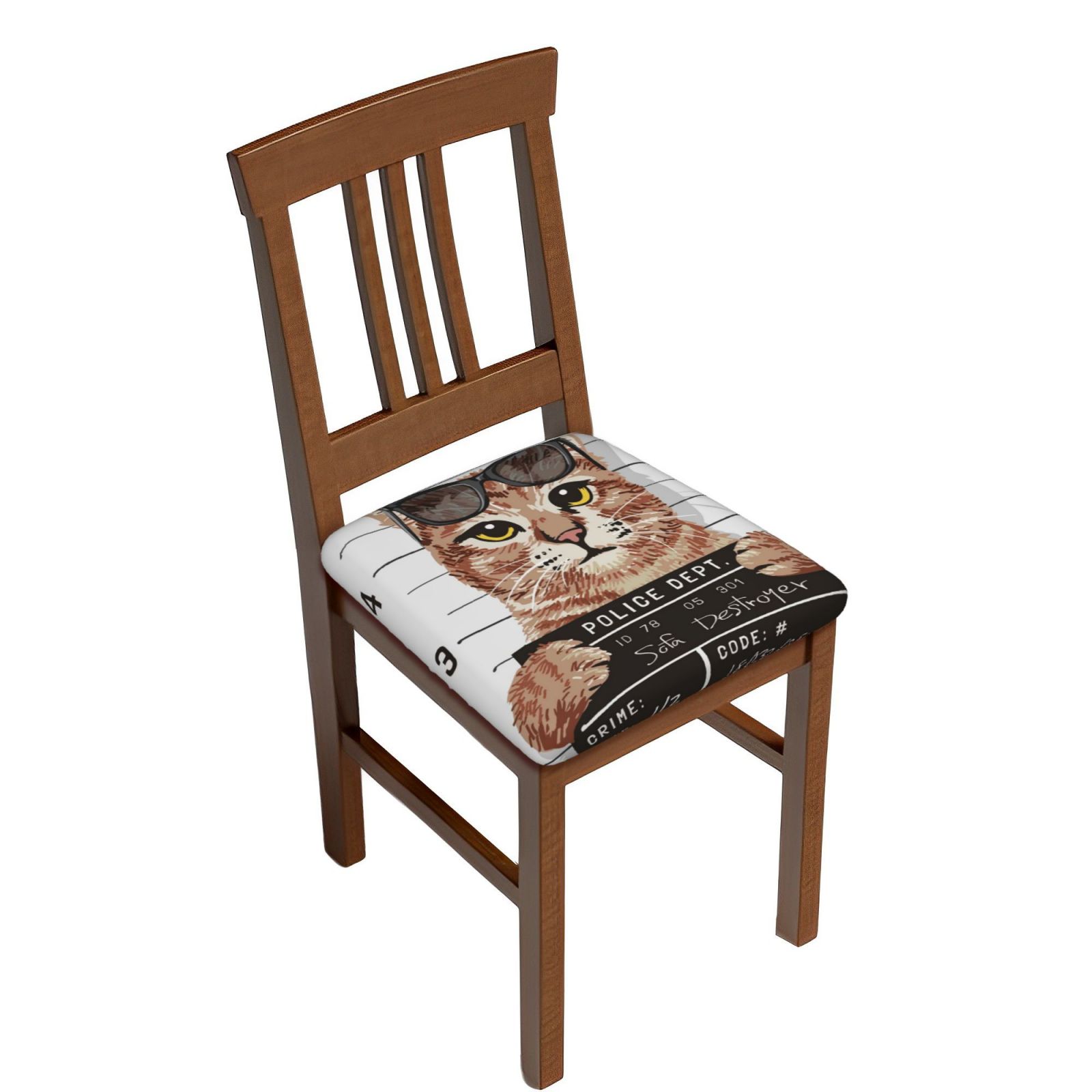 Gaeub Cat Holding Mugshot Sign Square Chair Seat Covers, Stretch Fitted ...