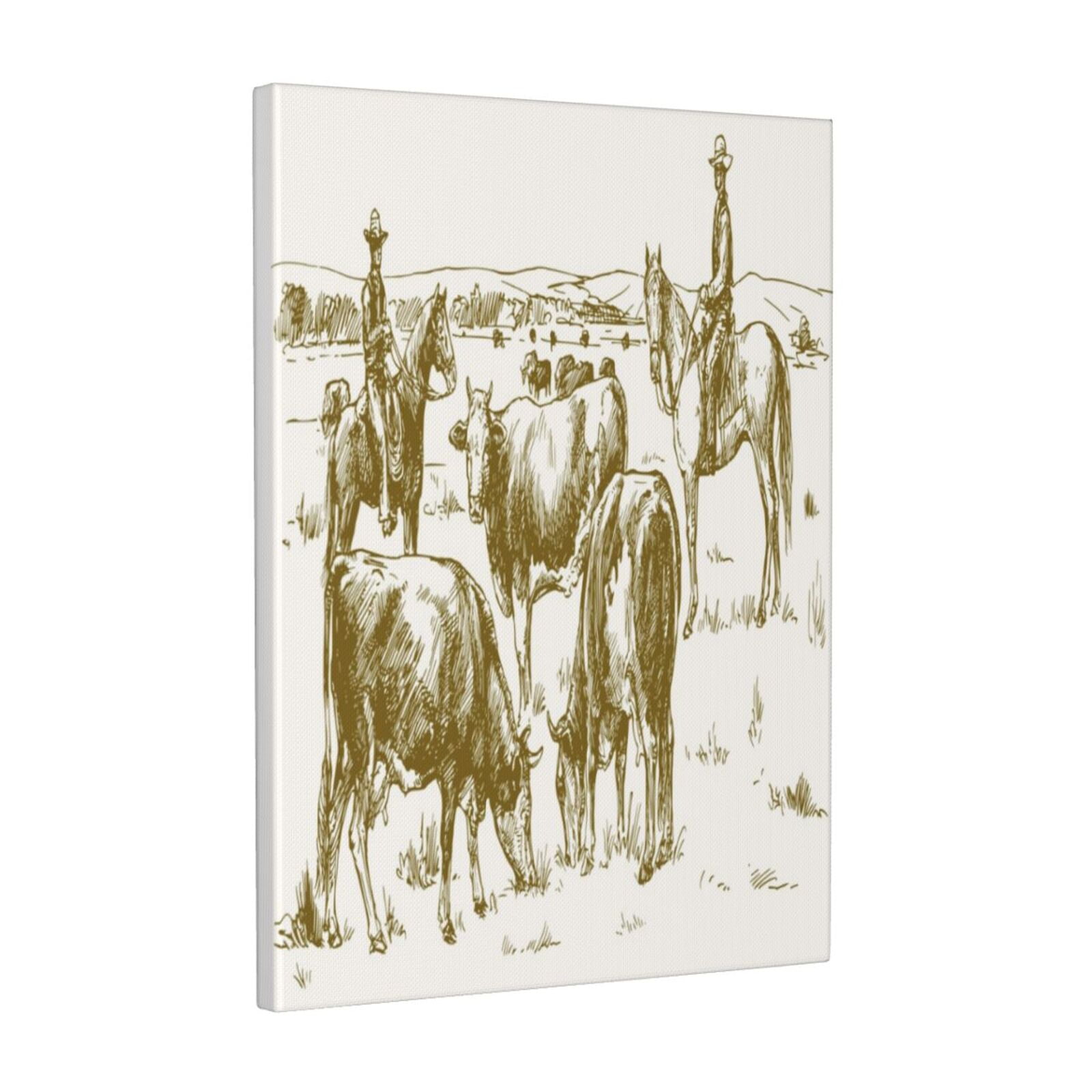 Gaeub Cattle Drive By Two Cowboys 1 Print Canvas Wall Art for Bathrooms ...