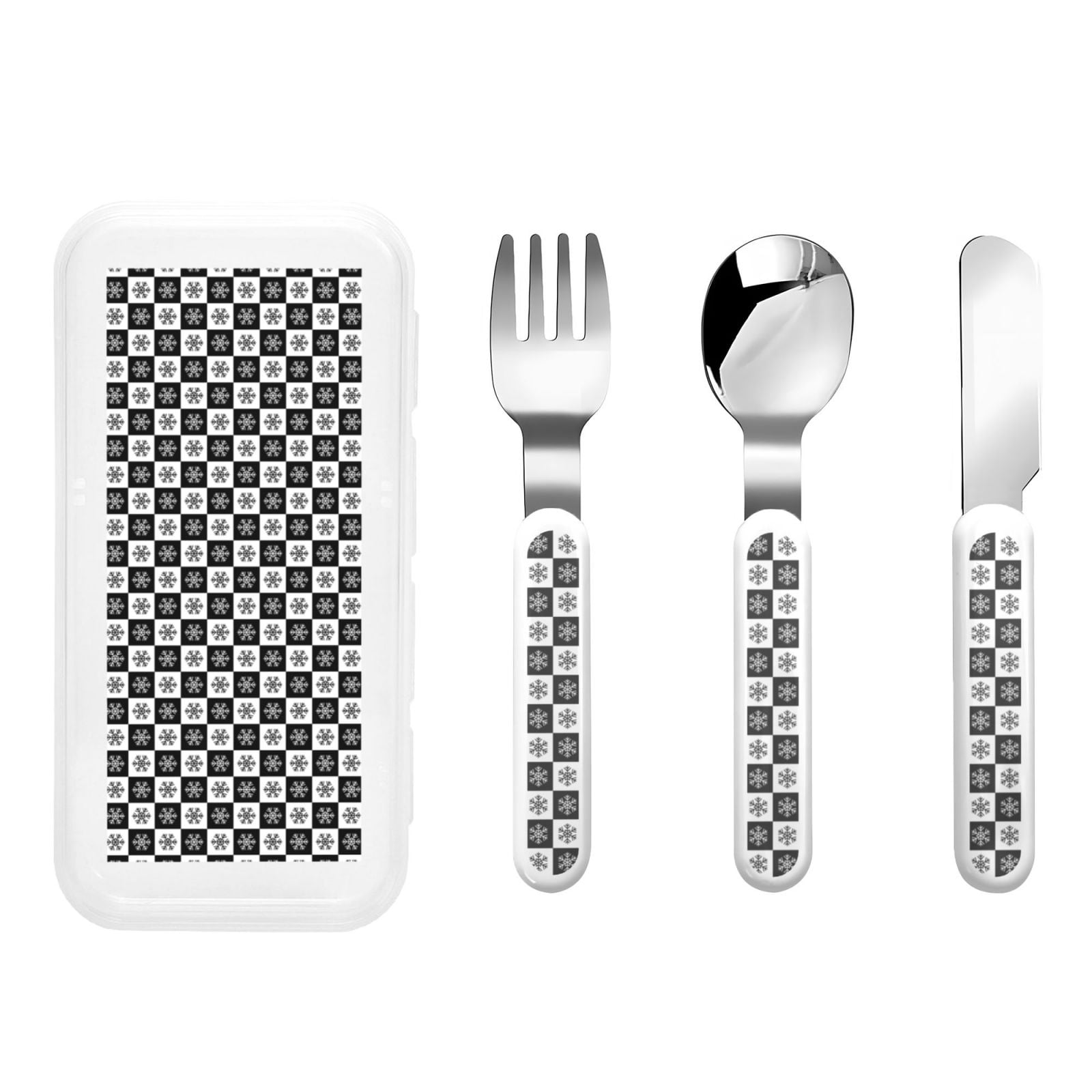 Gaeub Checkerboard With Snowflake 1 Print 3-Piece Children Knife Spoon ...