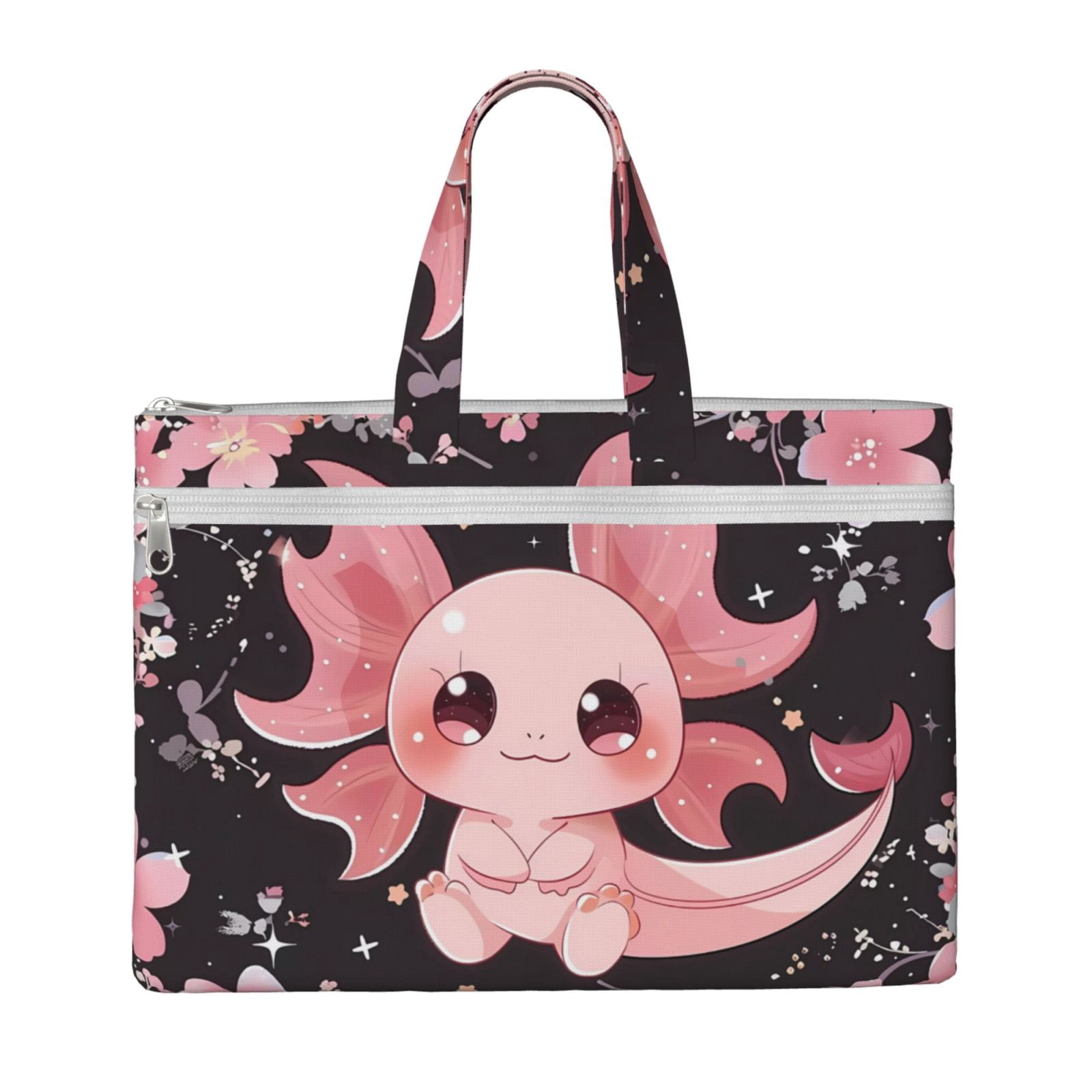 Gaeub Chibi Axolotl Sakura Fantasy Print Canvas Tote File Bag,Laptop ...